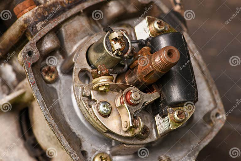 The Ignition System of a Small Two- Stroke Engine . Stock Photo - Image ...
