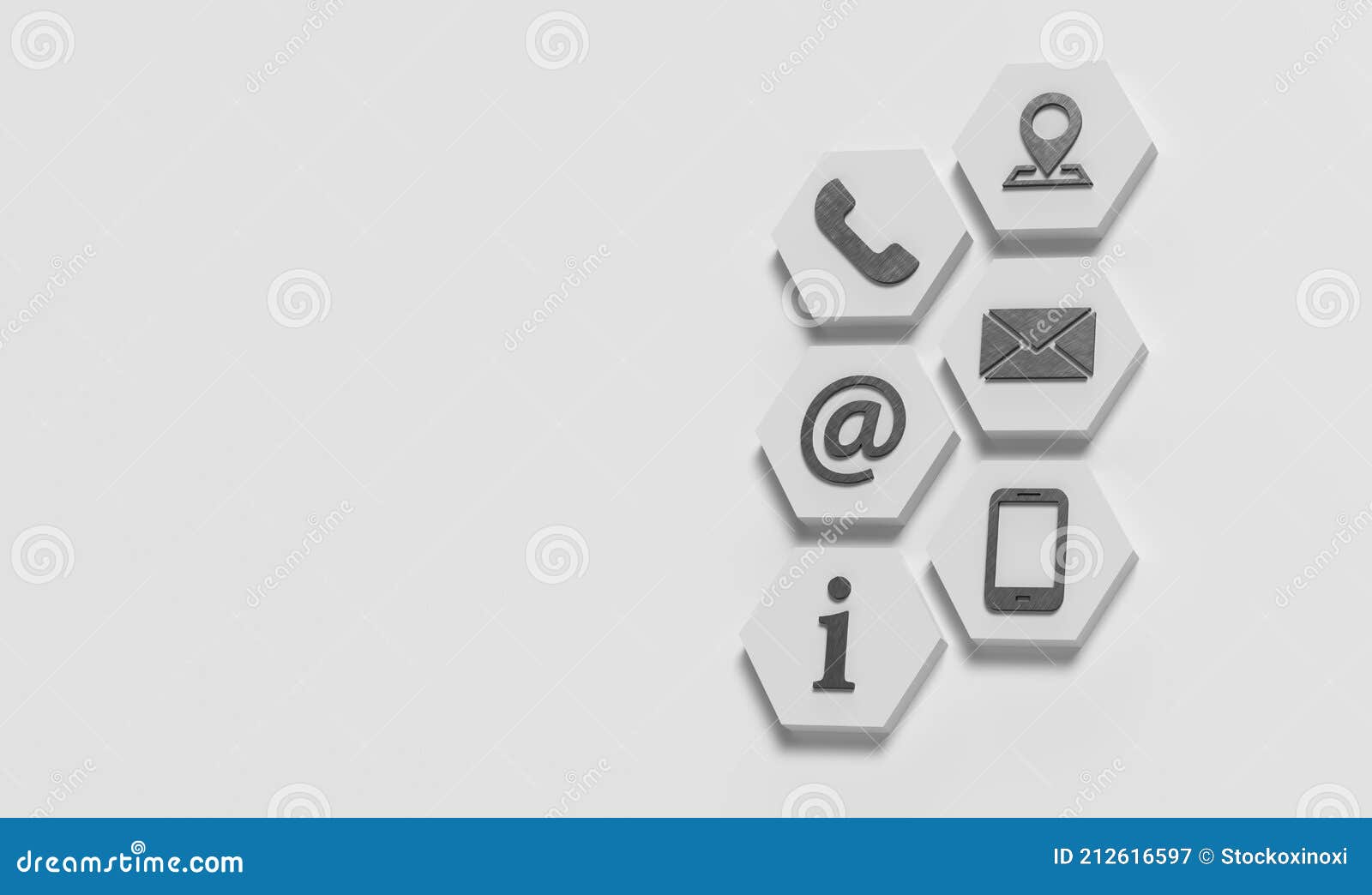 Contact and Service 3D Symbols and White Background Stock Illustration ...