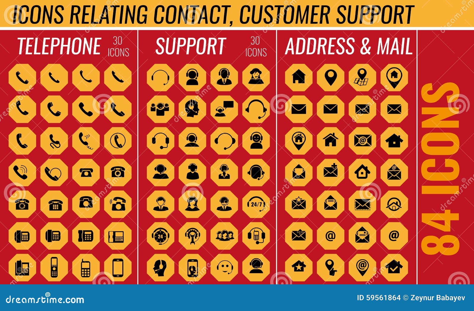 Contact and Support Icon Set in Vector Stock Vector - Illustration of ...