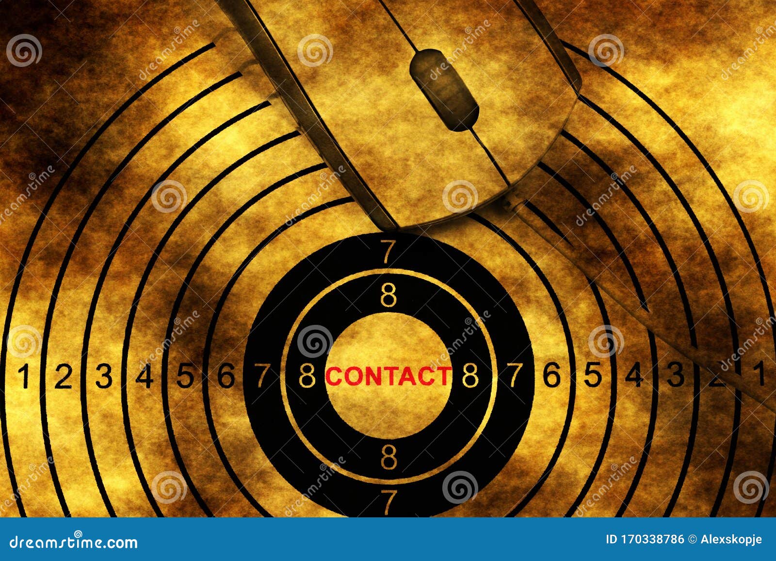 Contact Target and Computer Mouse on Grunge Background Stock Photo ...