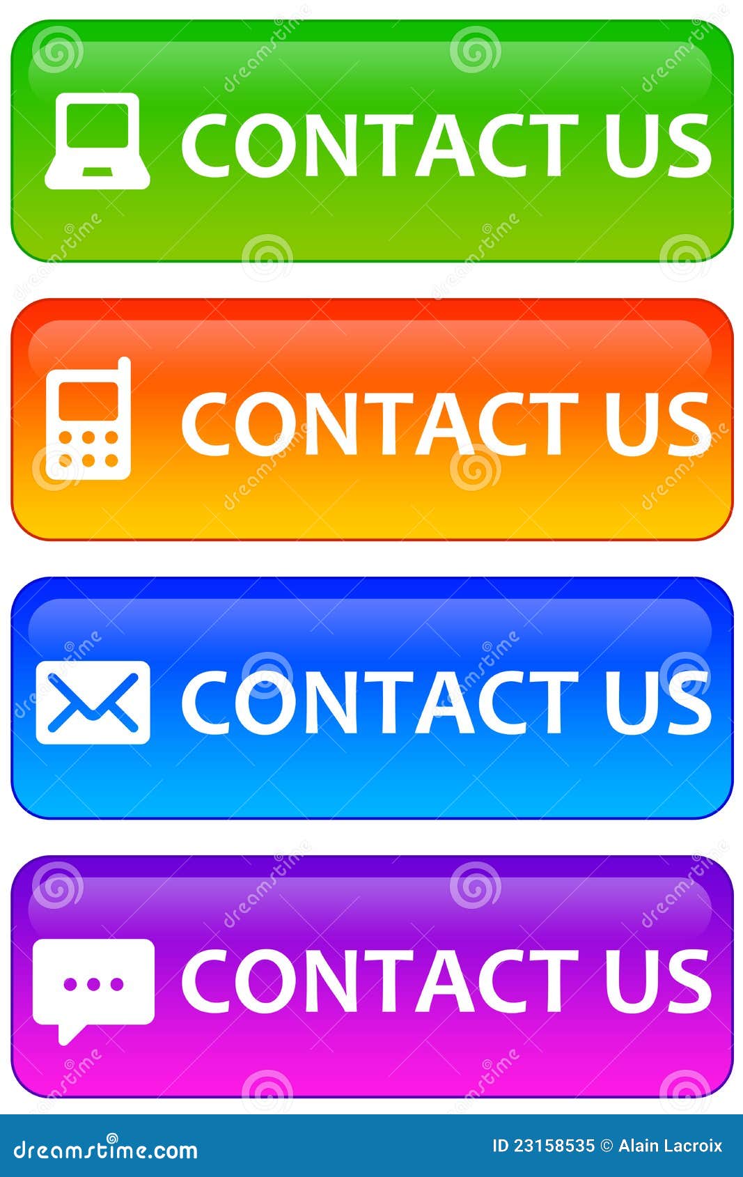 Contact Channels Cubes Set On Green Background Stock Photo ...