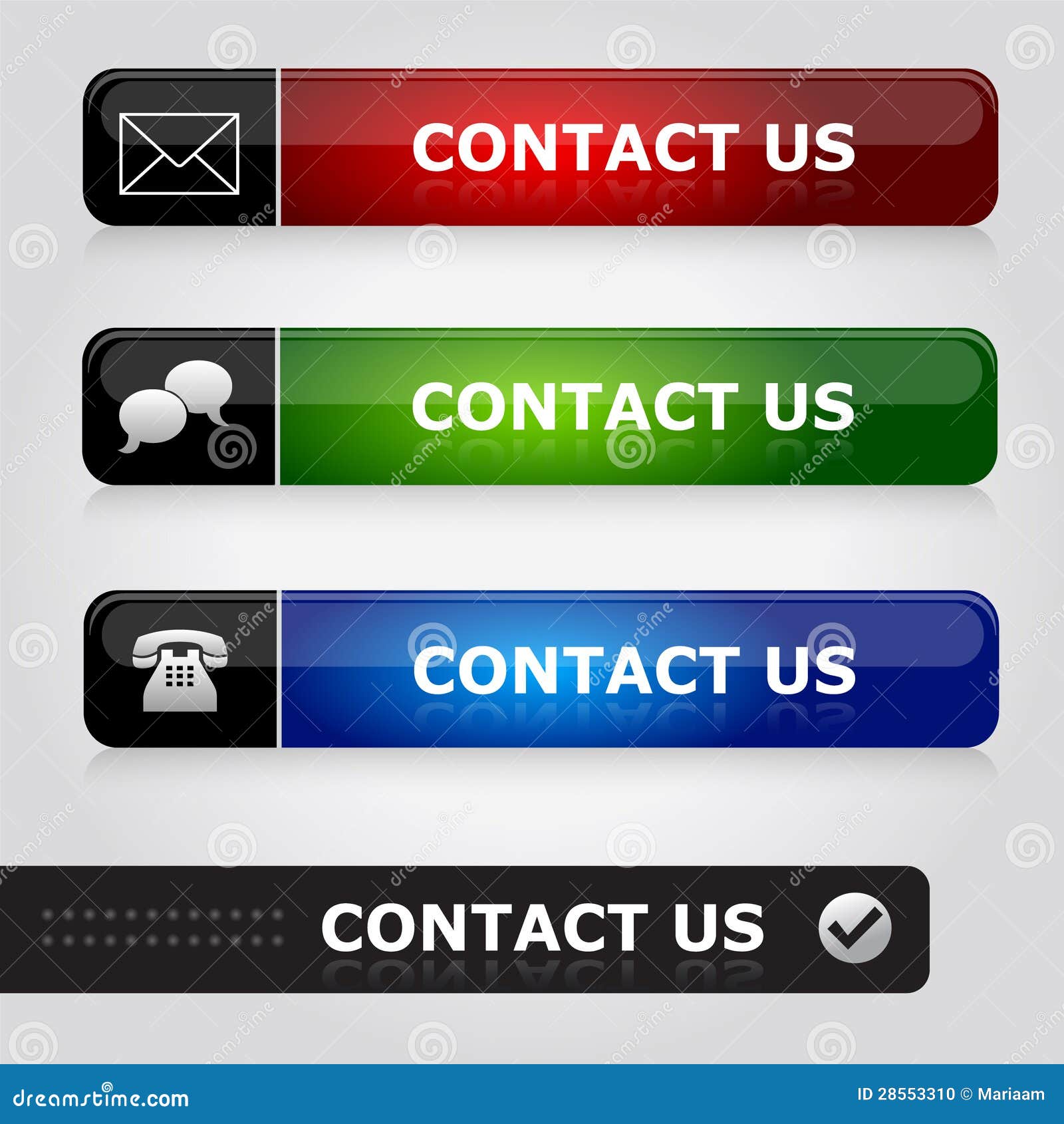 Different Contact Icon Buttons - Isolated On Transparent Background ...