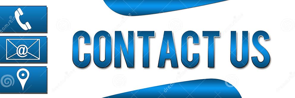Contact Us Banner Blue stock illustration. Illustration of message ...