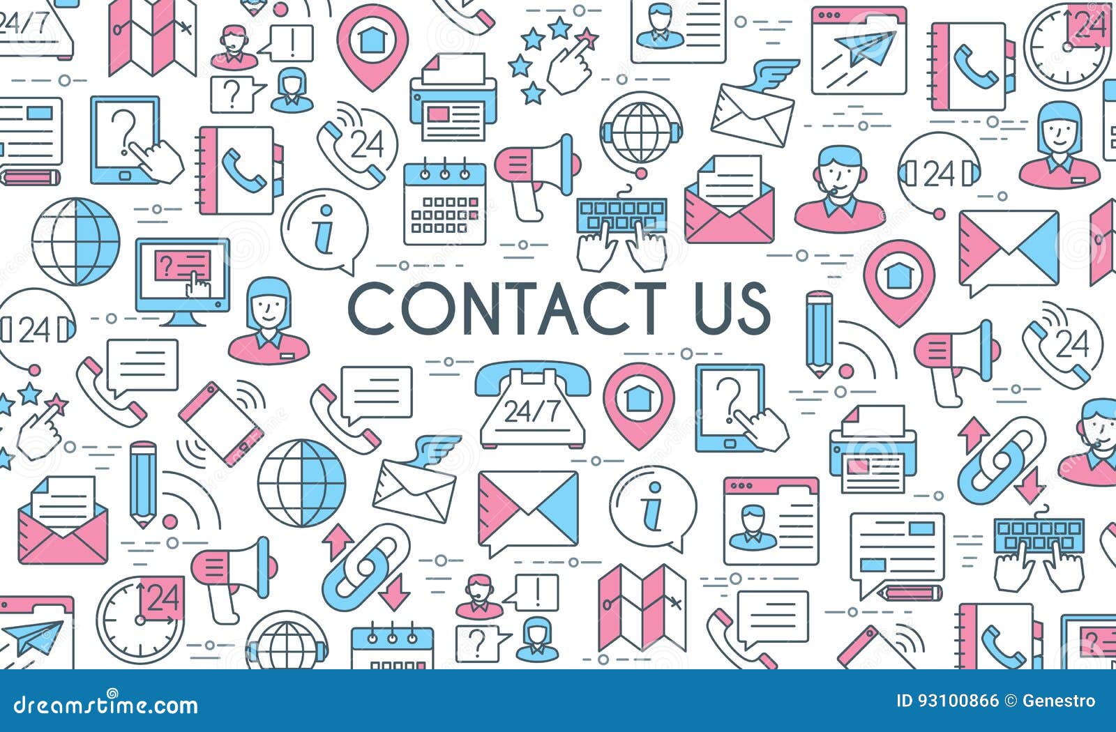 Contact us banner stock vector. Illustration of connection - 93100866