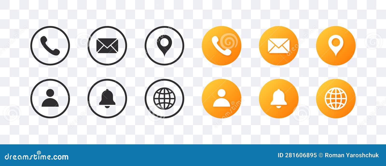 Contact Us Black and Yellow Icons. Website or UI Icons Stock Vector ...