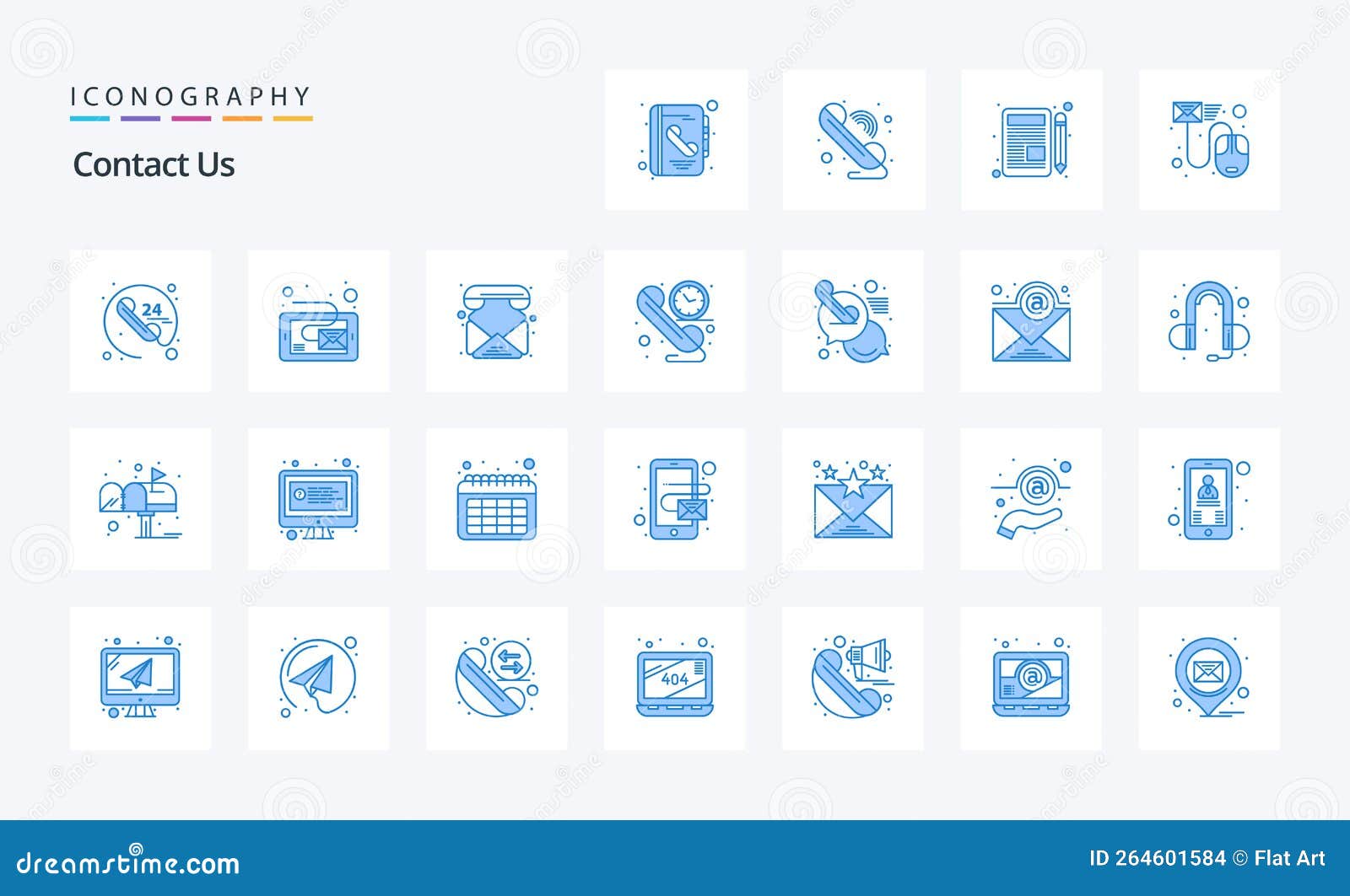 25 Contact Us Blue Icon Pack Stock Vector - Illustration of support ...