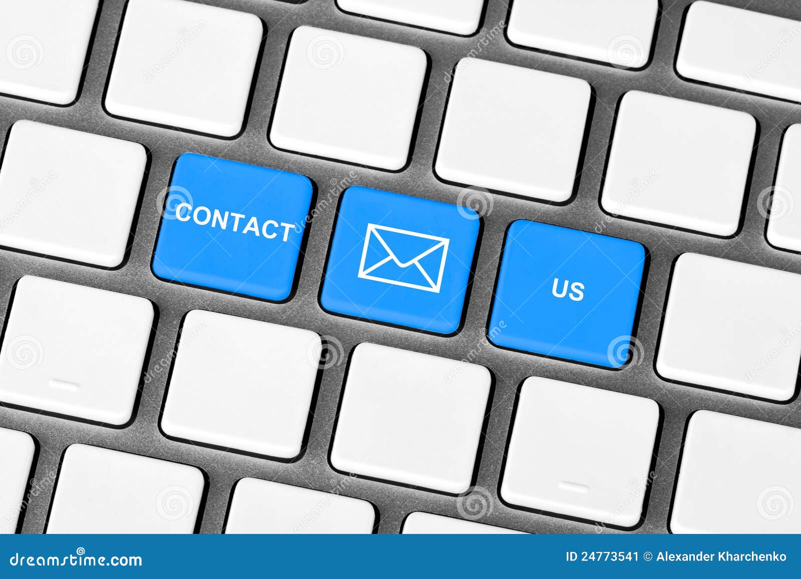 Contact Us blue key stock image. Image of background - 24773541