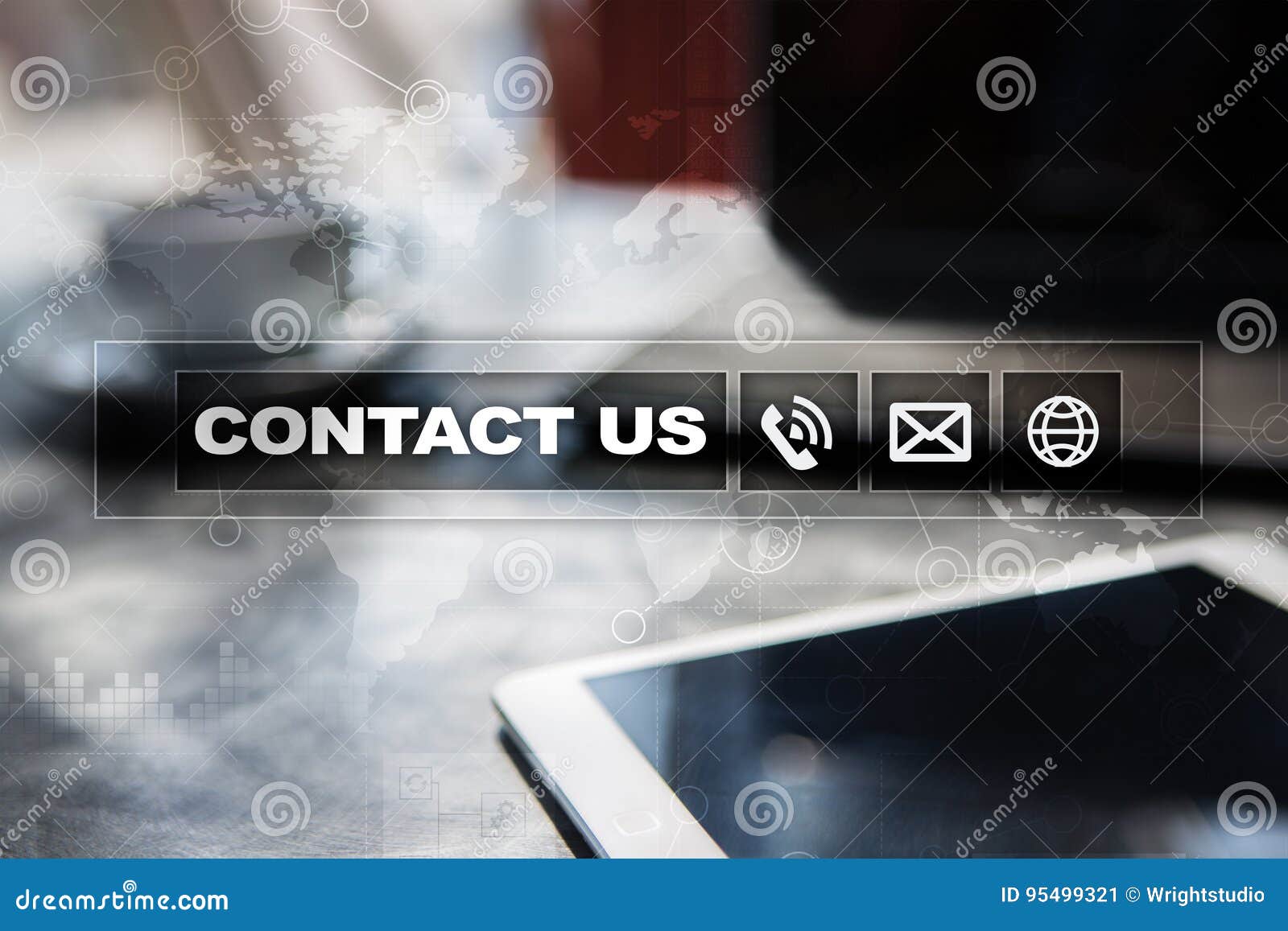 Contact Us Button and Text on Virtual Screen. Business and Technology ...