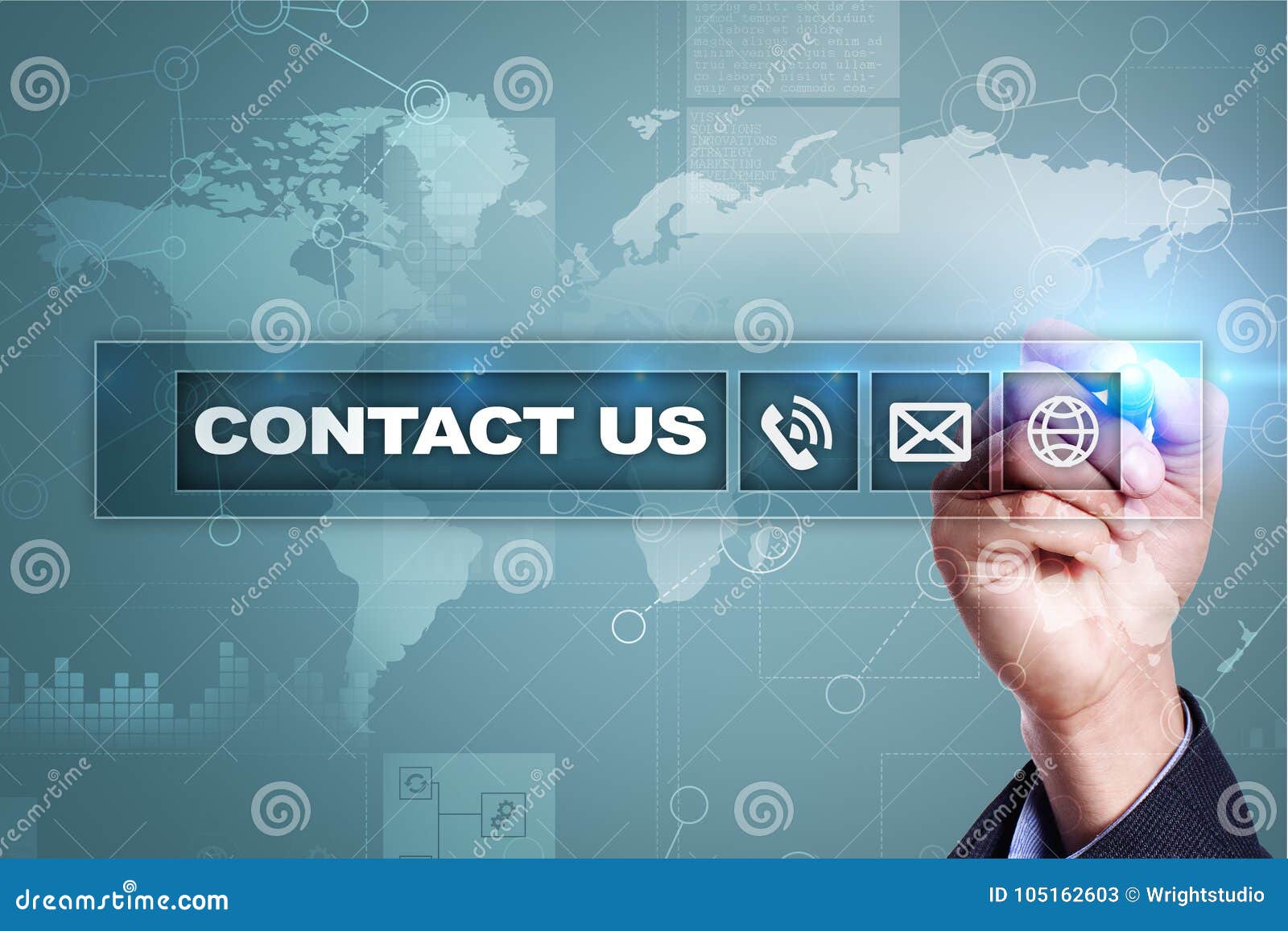 Contact Us Button and Text on Virtual Screen. Business and Technology ...