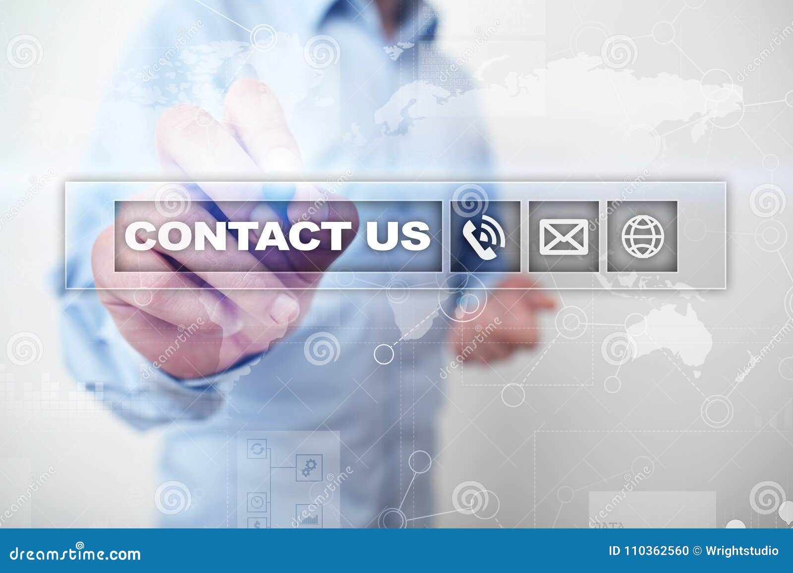 Contact Us Button and Text on Virtual Screen. Business and Technology ...