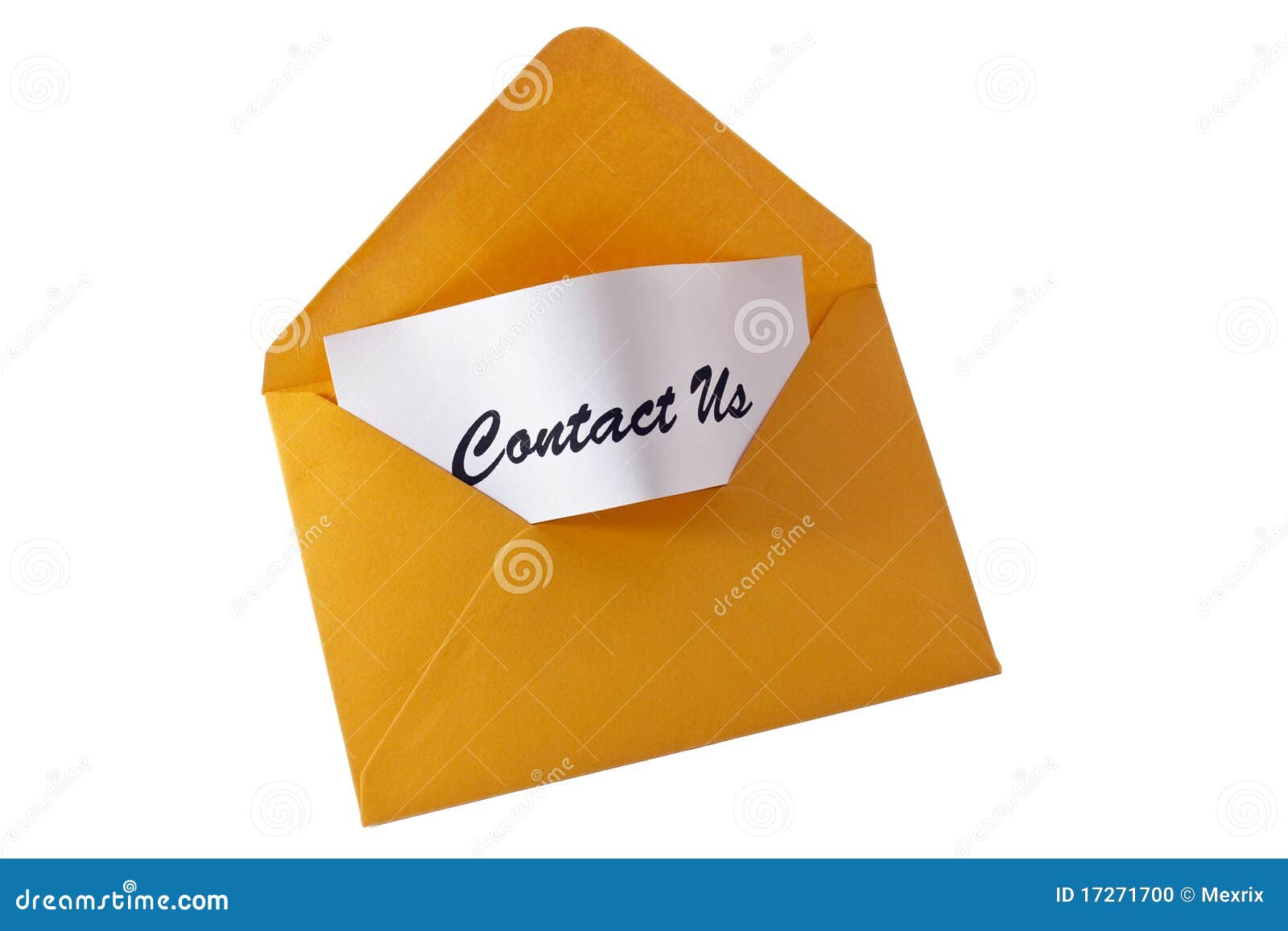 Contact Us Card in Yellow Message Stock Photo - Image of newsletter ...
