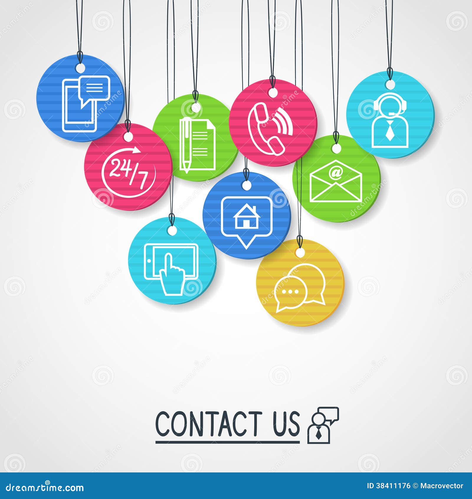 Contact Us Cardboard Labels and Tags Set Stock Vector - Illustration of ...