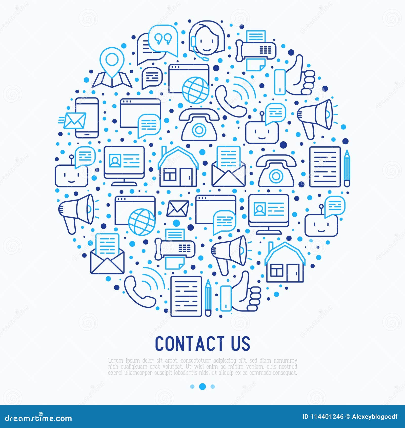 Contact Us Concept in Circle Stock Vector - Illustration of calendar ...