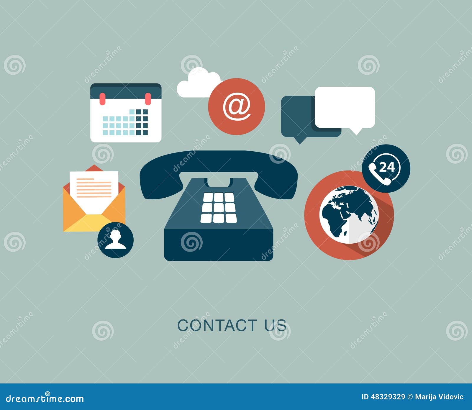Contact Us Concept Illustration Stock Vector - Illustration of email ...