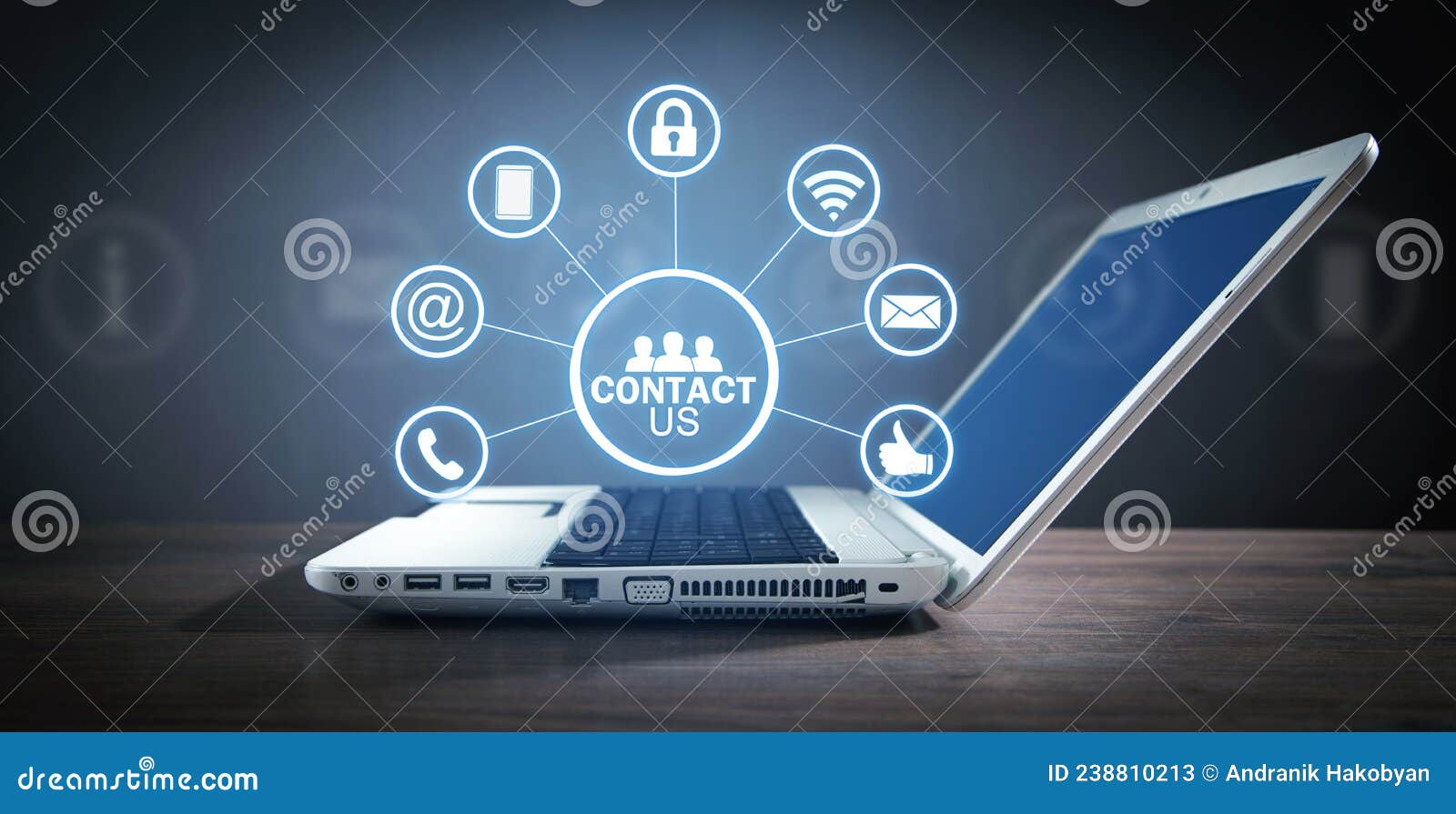 Contact Us Concept on Laptop Computer. Customer Support Stock Image ...