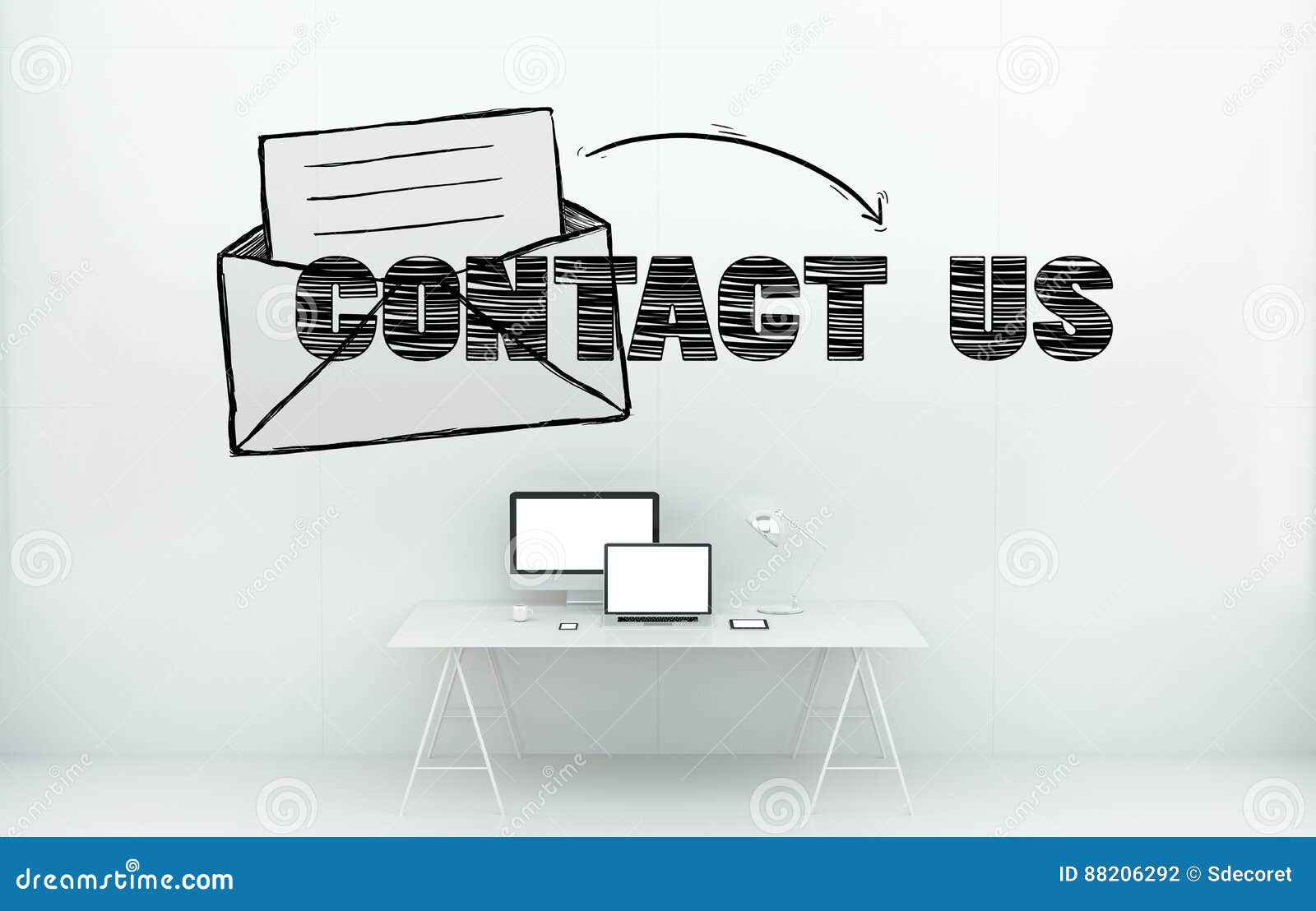 Contact Us Concept in Office 3D Rendering Stock Illustration ...