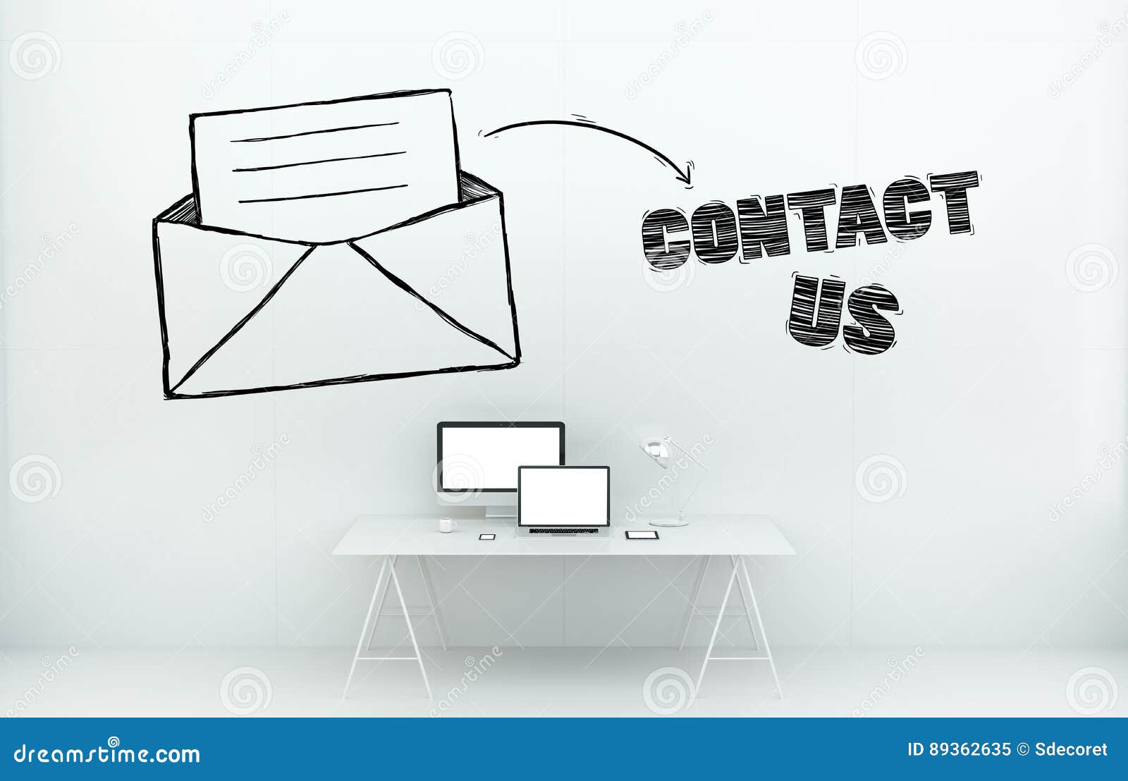 Contact Us Concept in Office 3D Rendering Stock Illustration ...