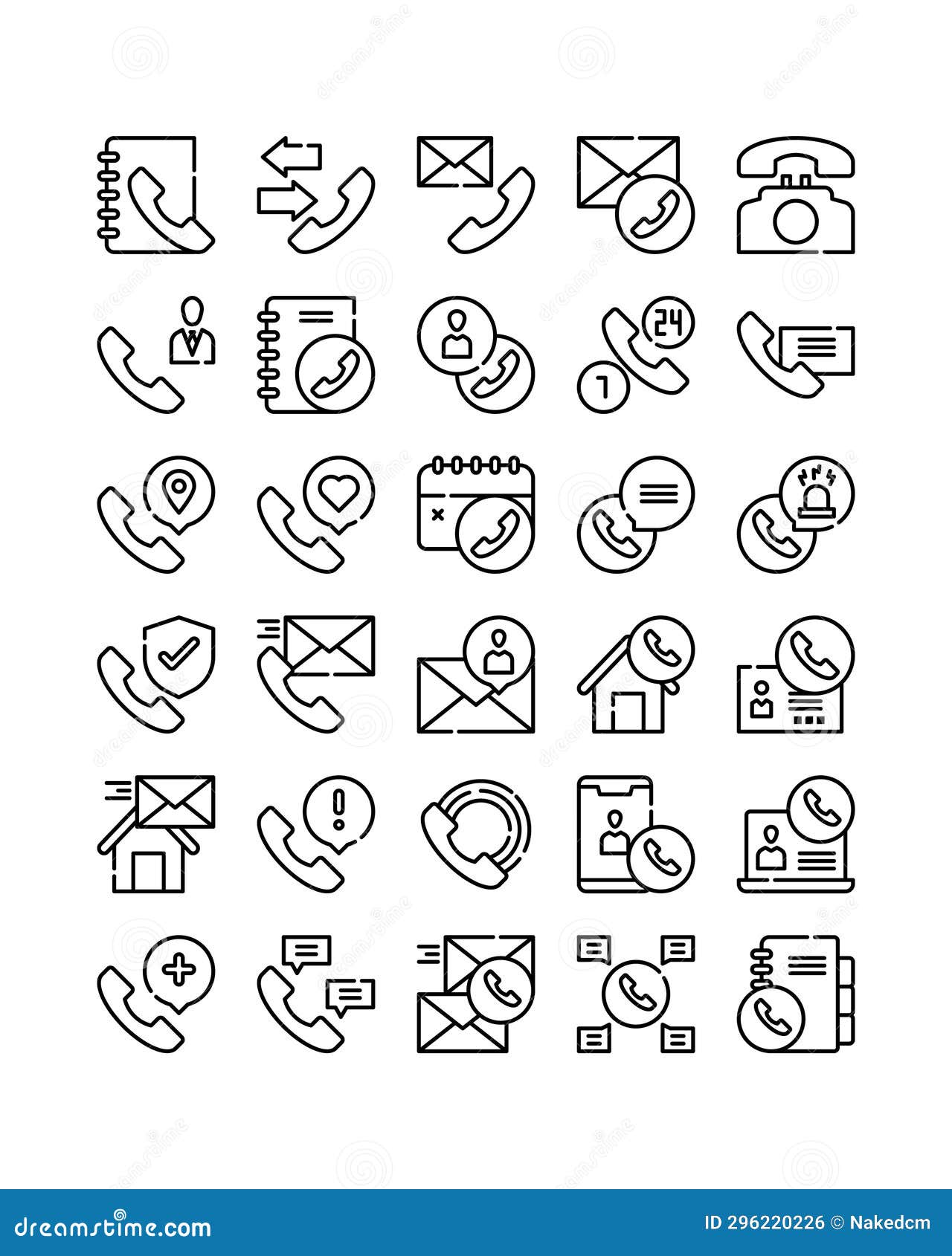 Contact Us Customer Service Simple Line Icon Set Stock Illustration ...