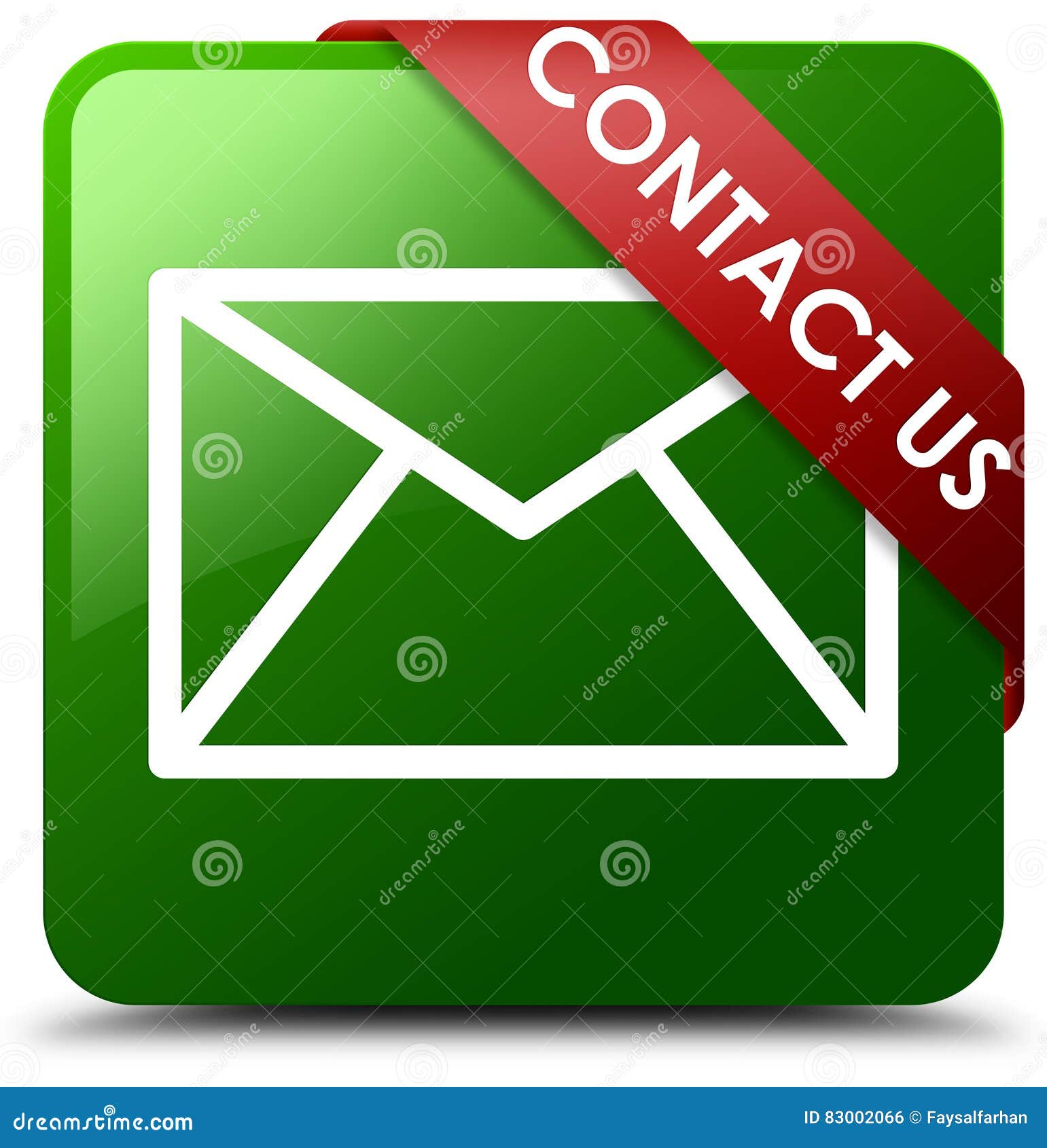 Contact Us Email Icon Green Square Button Stock Illustration ...