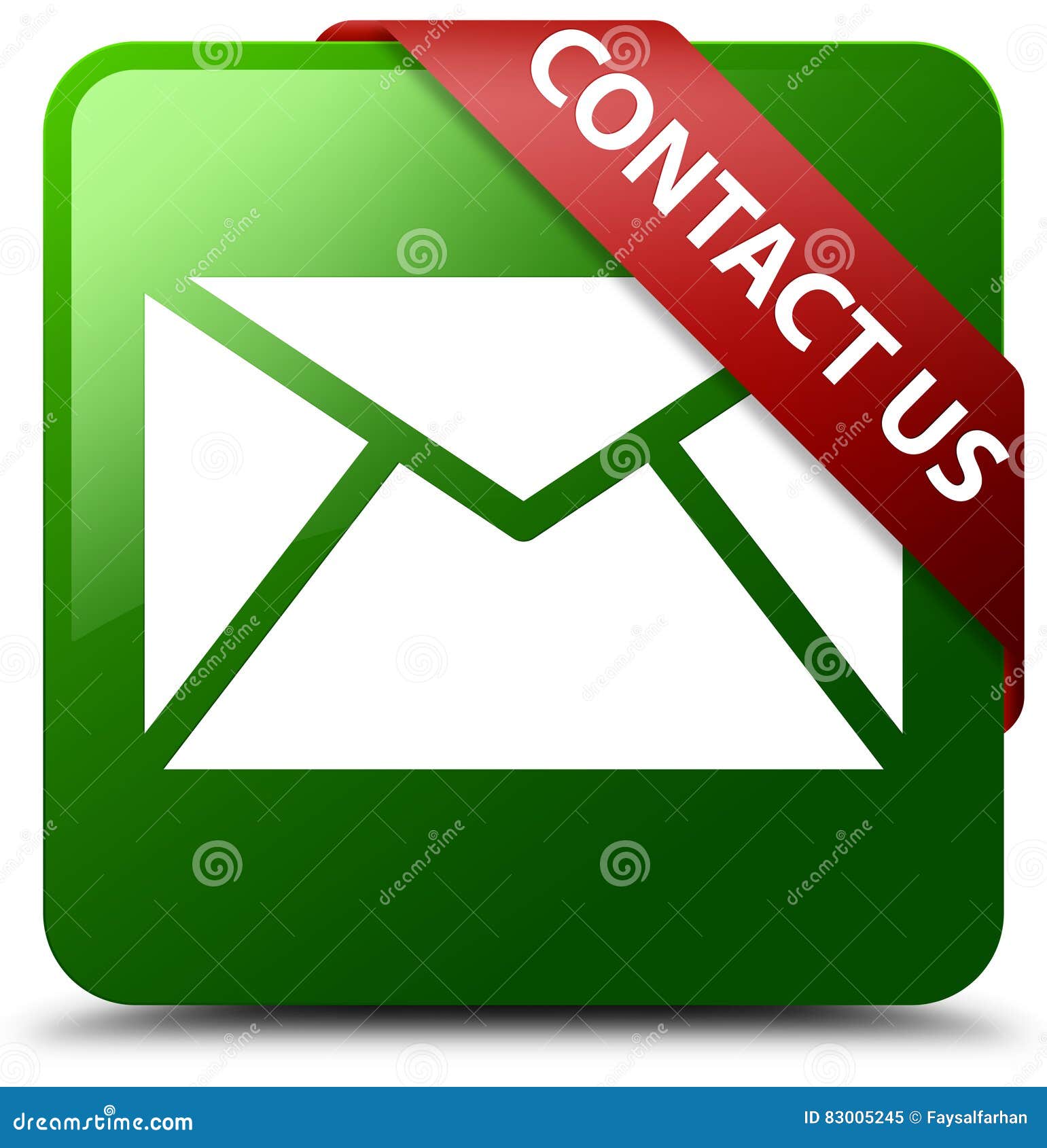 Contact Us Email Icon Green Square Button Stock Illustration ...