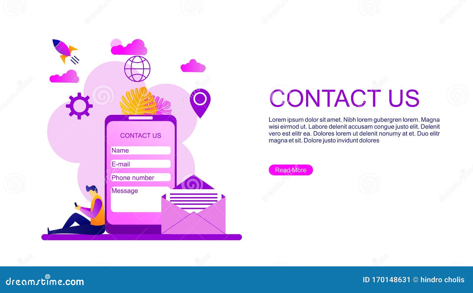 Contact Us Flat Vector Illustration Stock Vector - Illustration of ...
