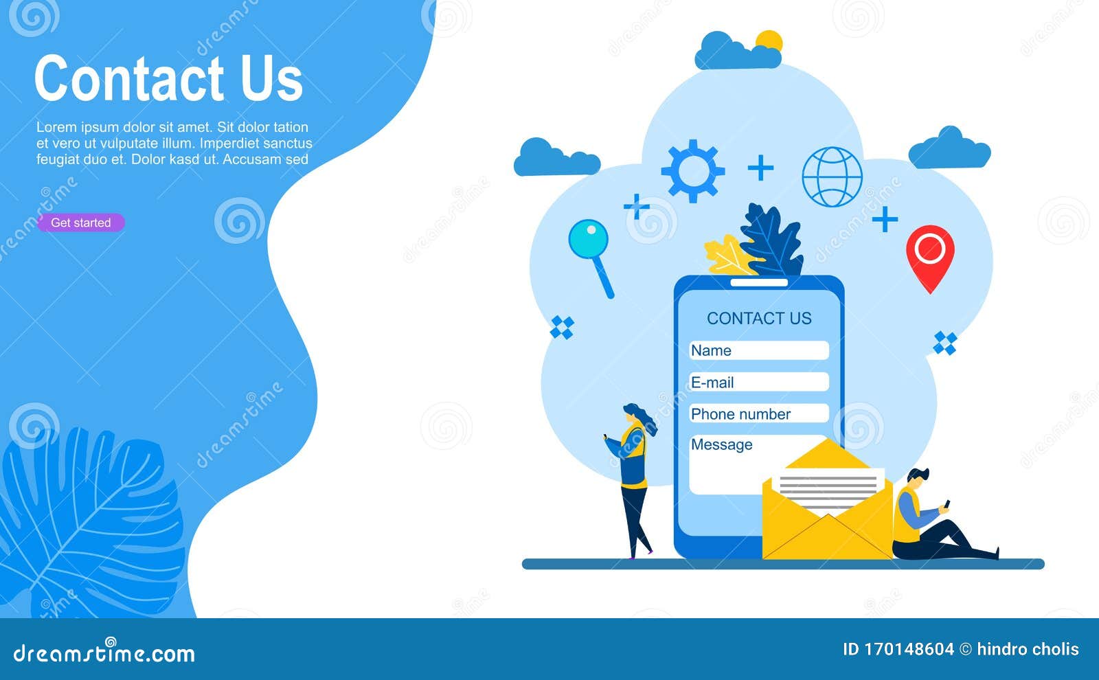 Contact Us Flat Vector Illustrationn Stock Vector - Illustration of ...