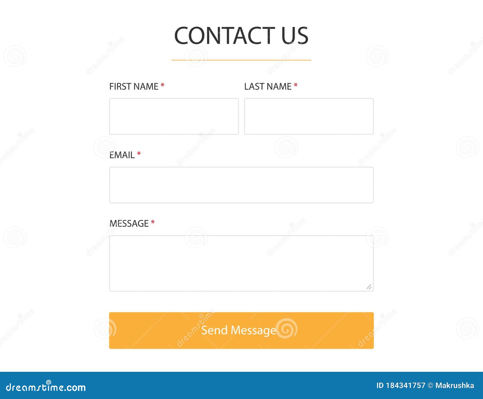 Contact Us Form. Blank Template To Get in Touch Frame. Website Mockup ...