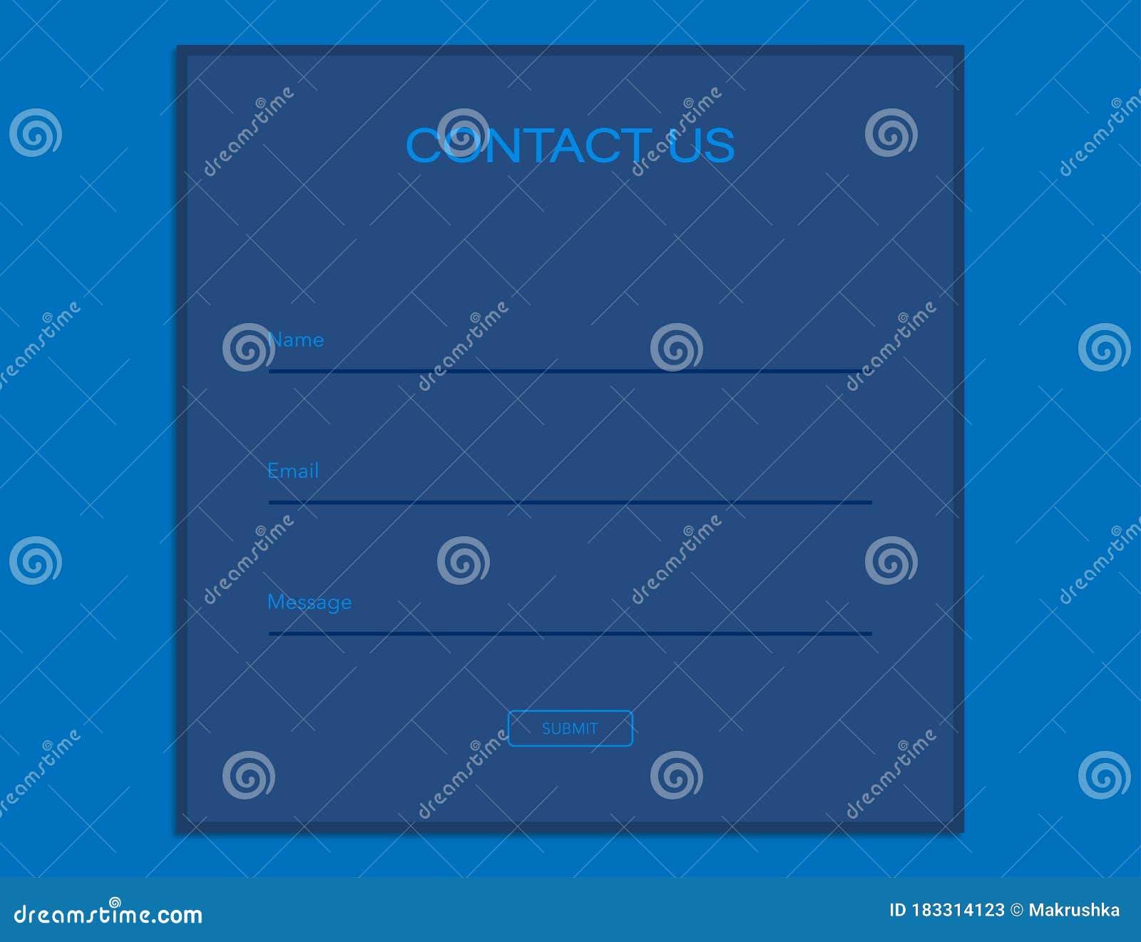 Contact Us Form in Dark Blue Design. Template for Feedback on Web Site ...