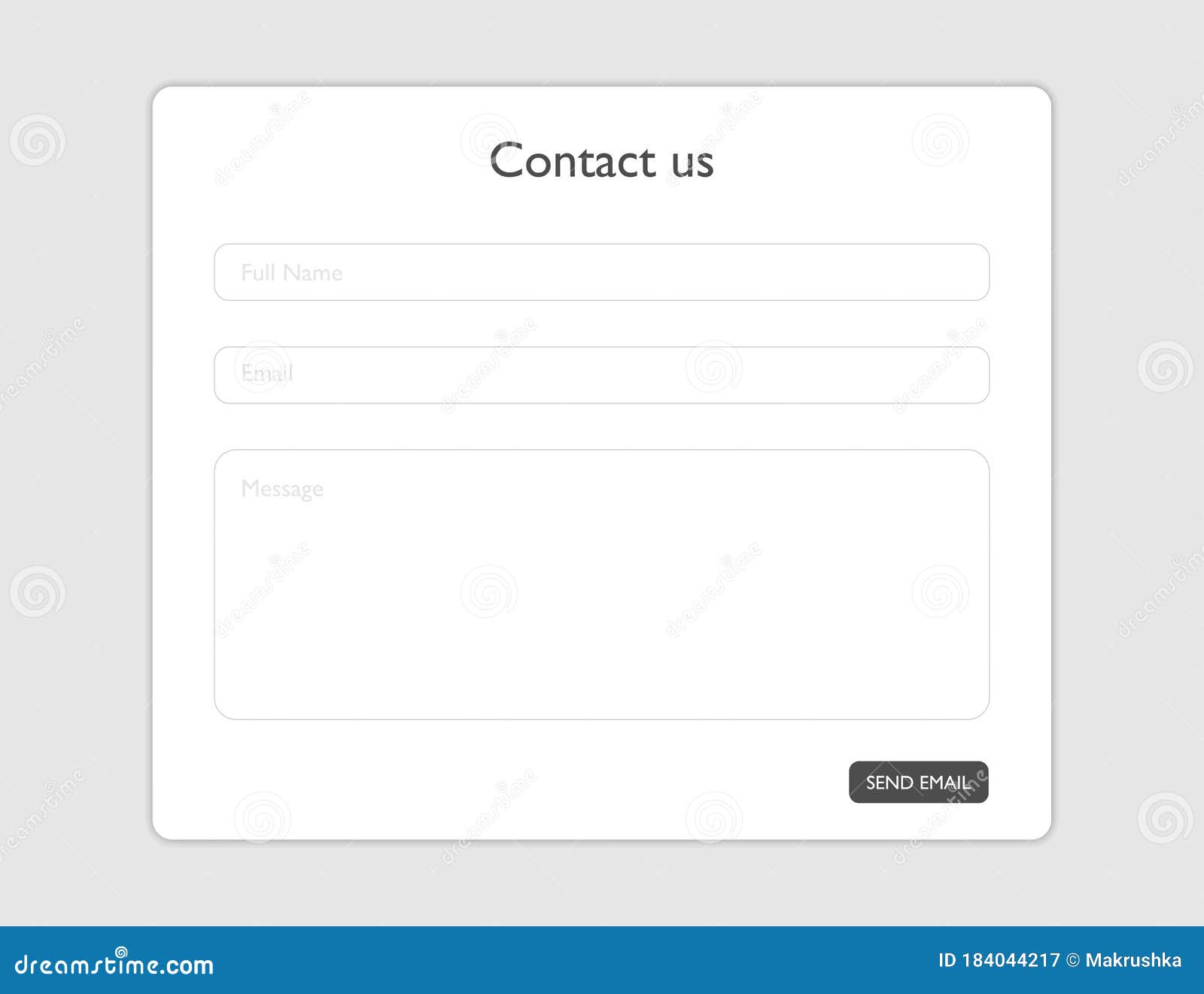 Contact Us Form. Template for Feedback Email. Mockup with Blank Name ...