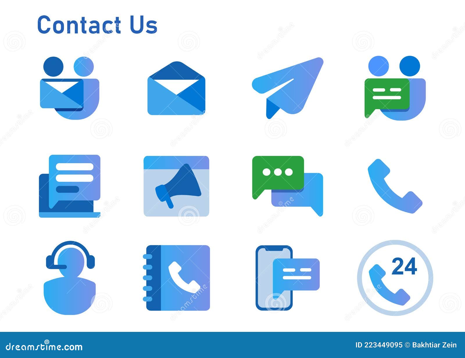 Contact Us Icon Set Collection from Email Call Hone Web Form Message ...