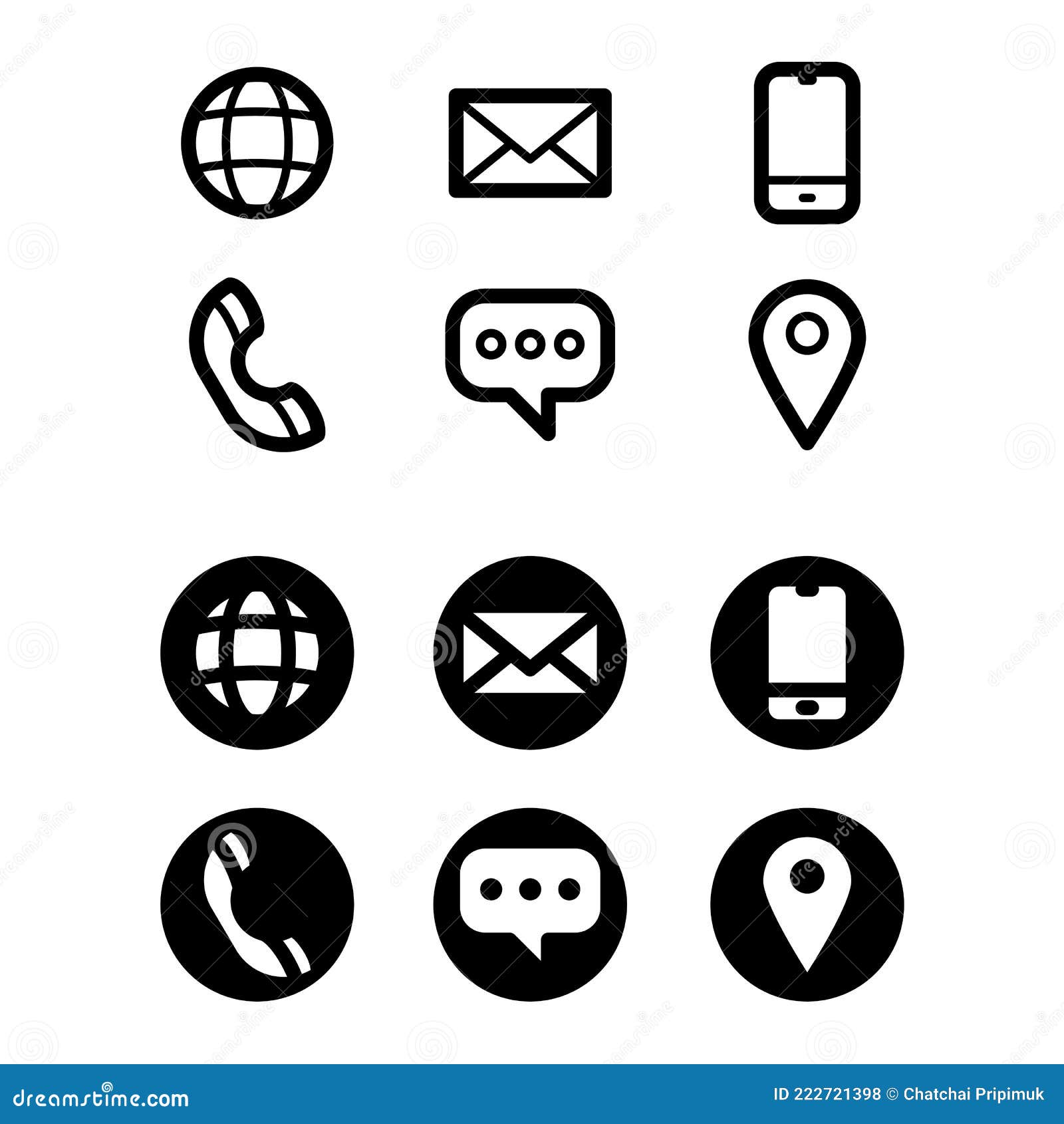 Contact Us Icon Set, Communication Icon Symbol Collection Stock Vector ...