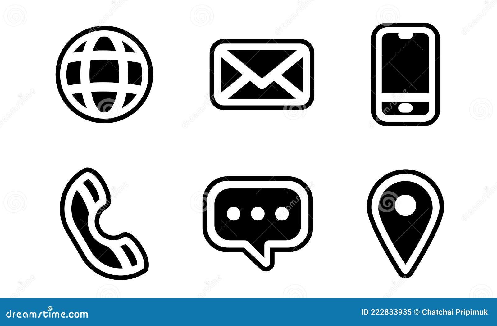 Contact Us Icon Set, Communication Icon Symbol Collection Stock Vector ...