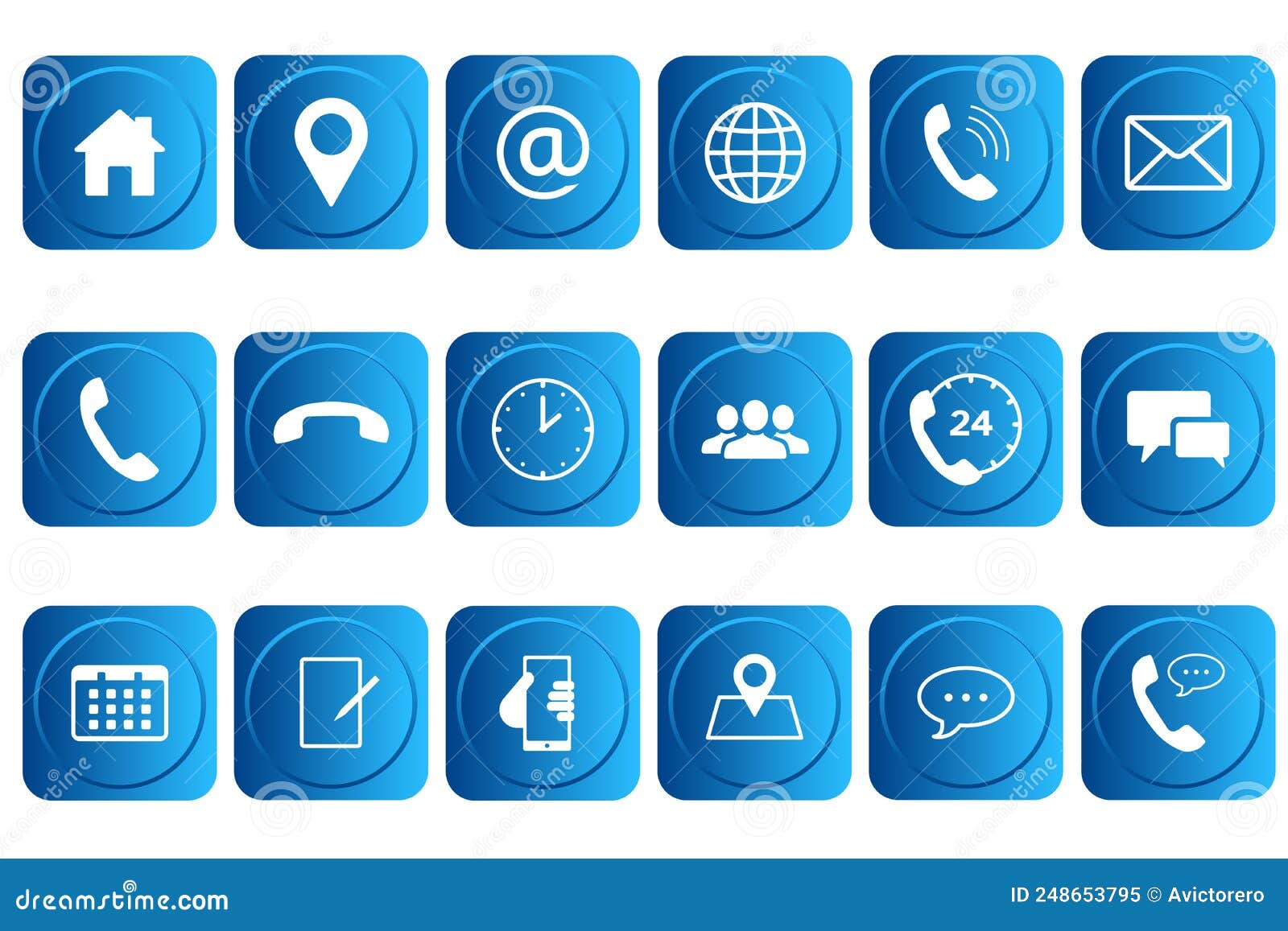 Contact Us Icon Set for Web and Mobile Stock Vector - Illustration of ...