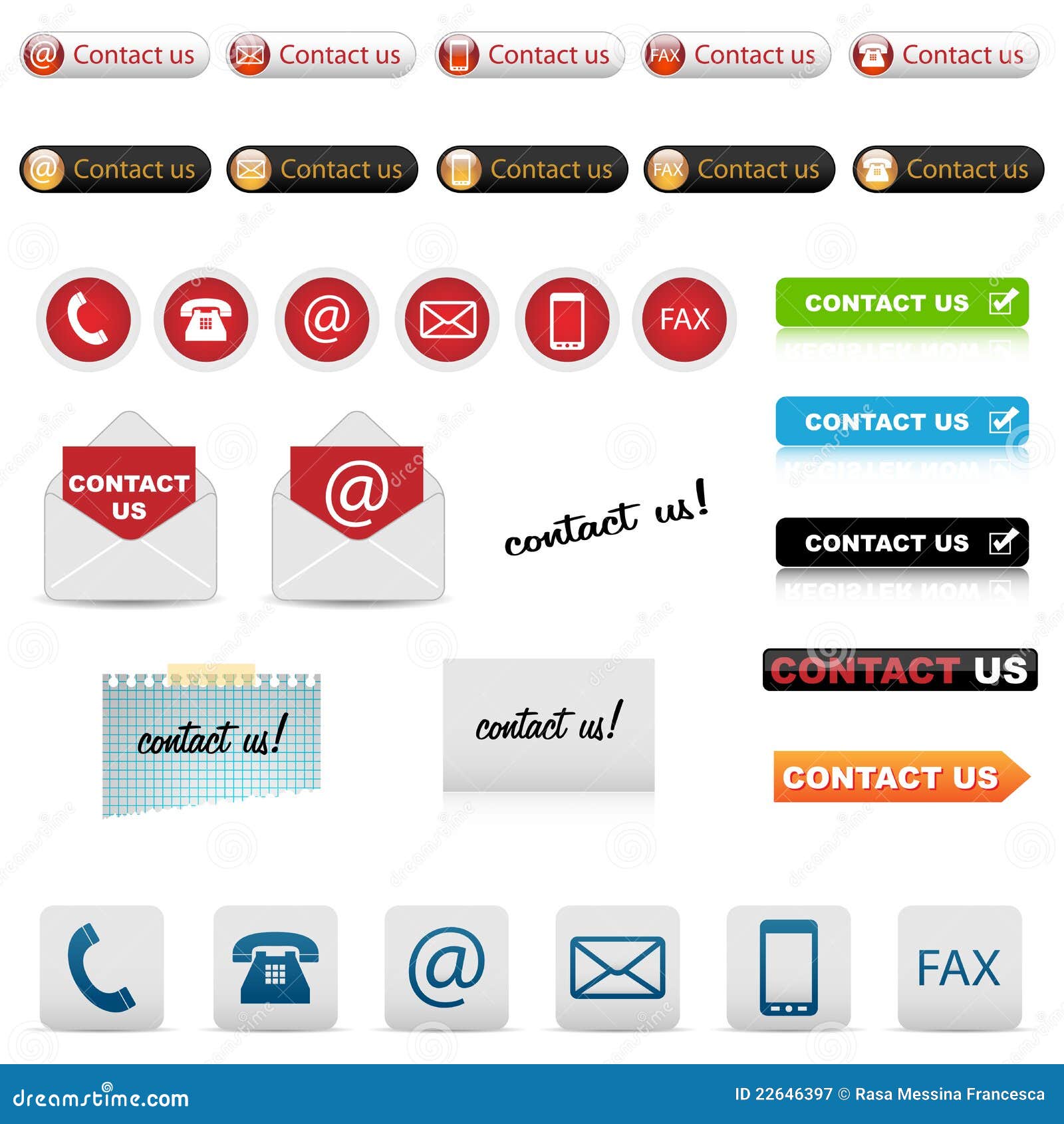 Different Contact Icon Buttons - Isolated On Transparent Background ...
