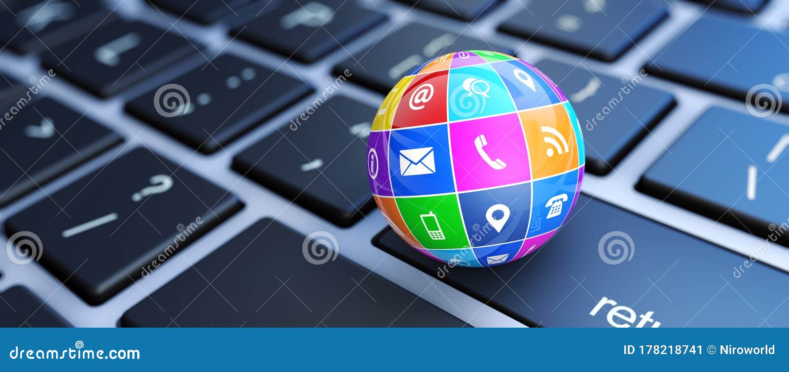 Contact Us Icons Globe Website Header Stock Illustration - Illustration ...