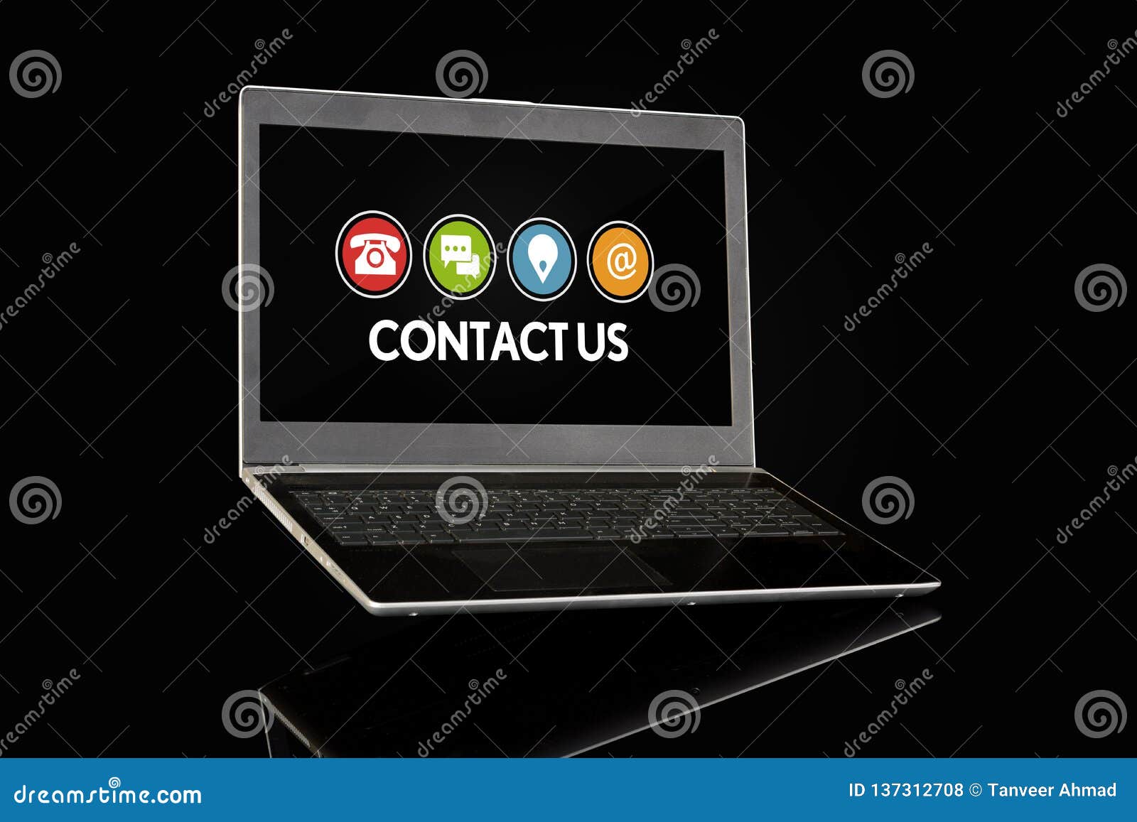 Contact Us with Icons in a Laptop Concept Stock Photo - Image of ...
