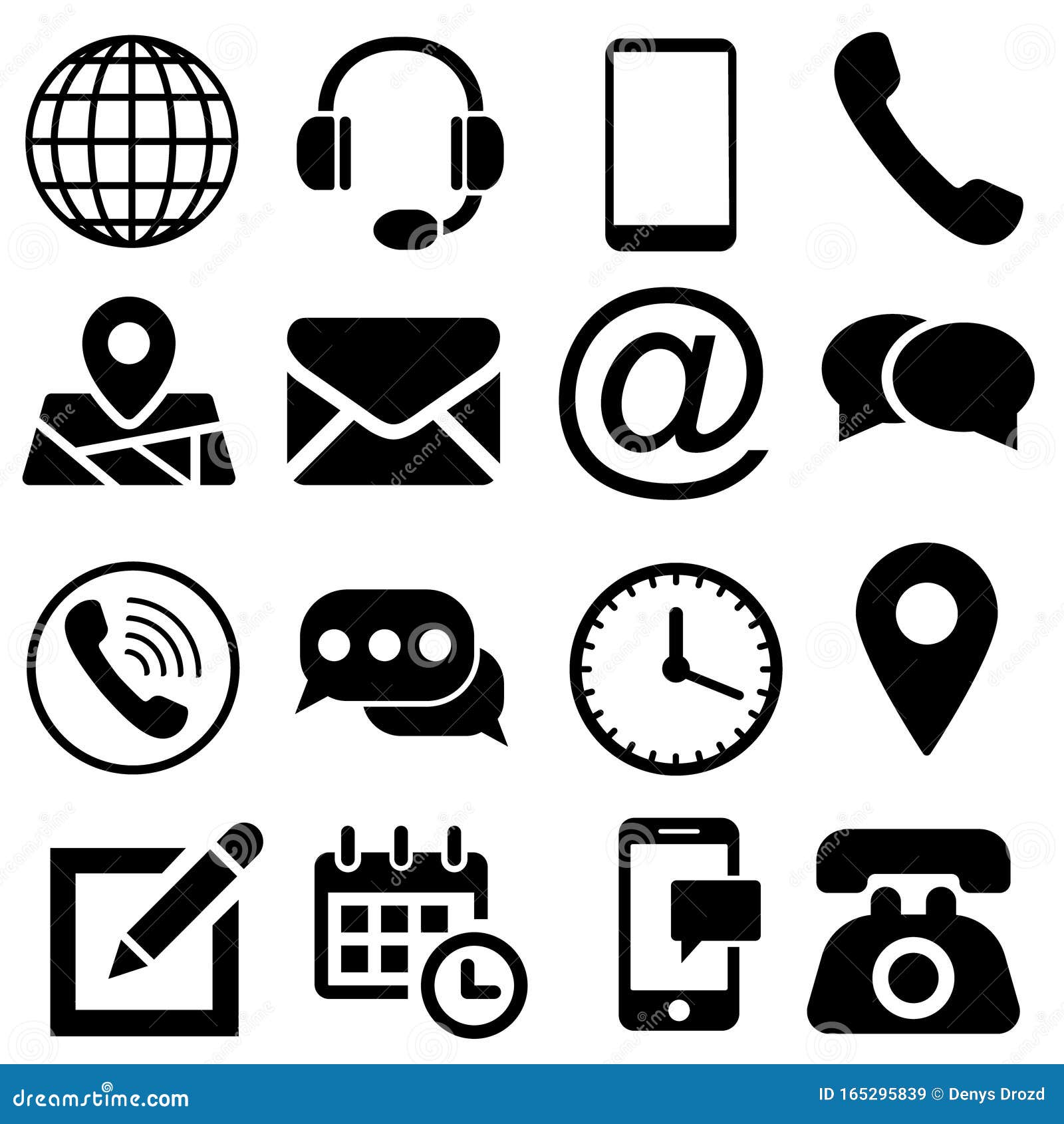Contact Us Icons. Web Icon Set Stock Vector - Illustration of courier ...