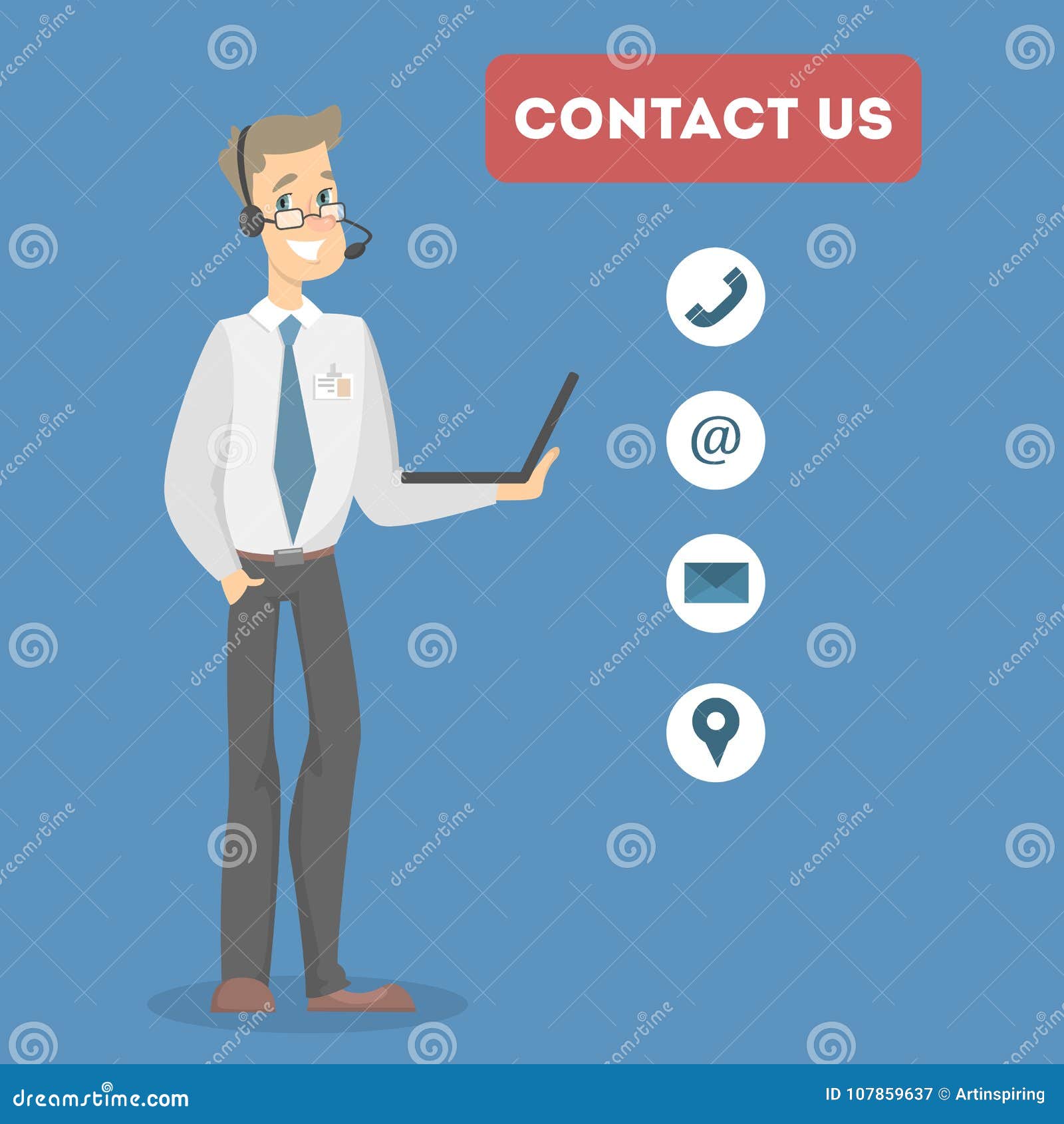 Contact us illustration. stock vector. Illustration of concept - 107859637
