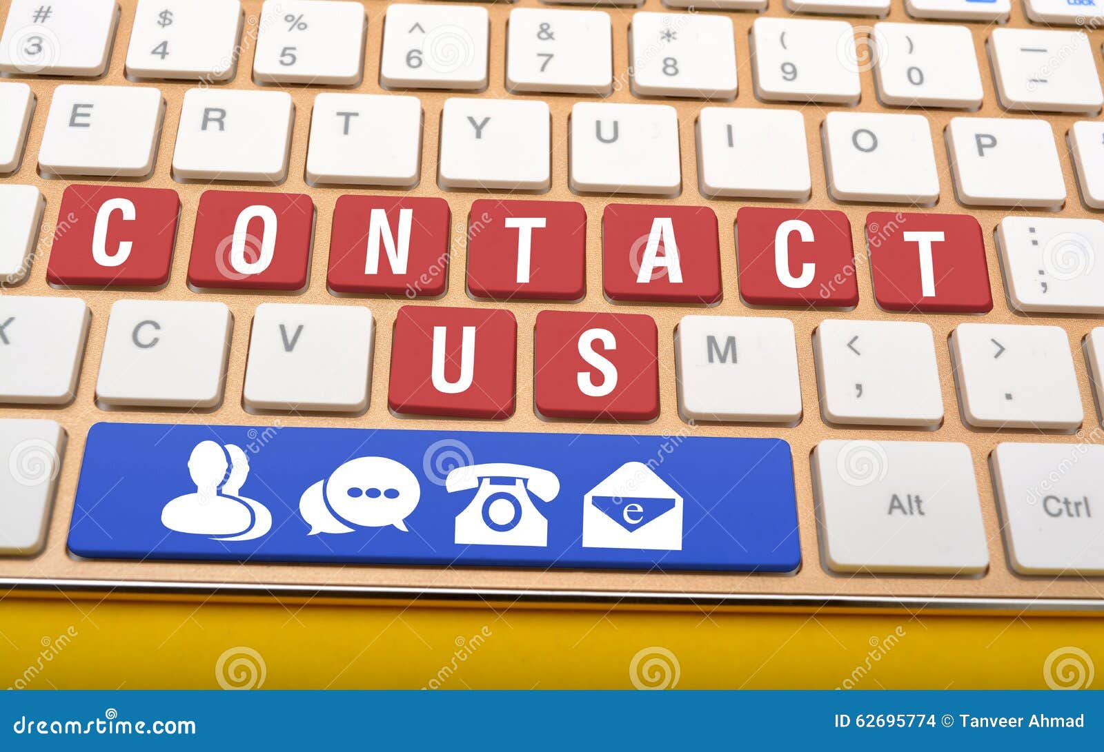 Contact Us on Keyboard Keys with Icons in Space Stock Photo - Image of ...