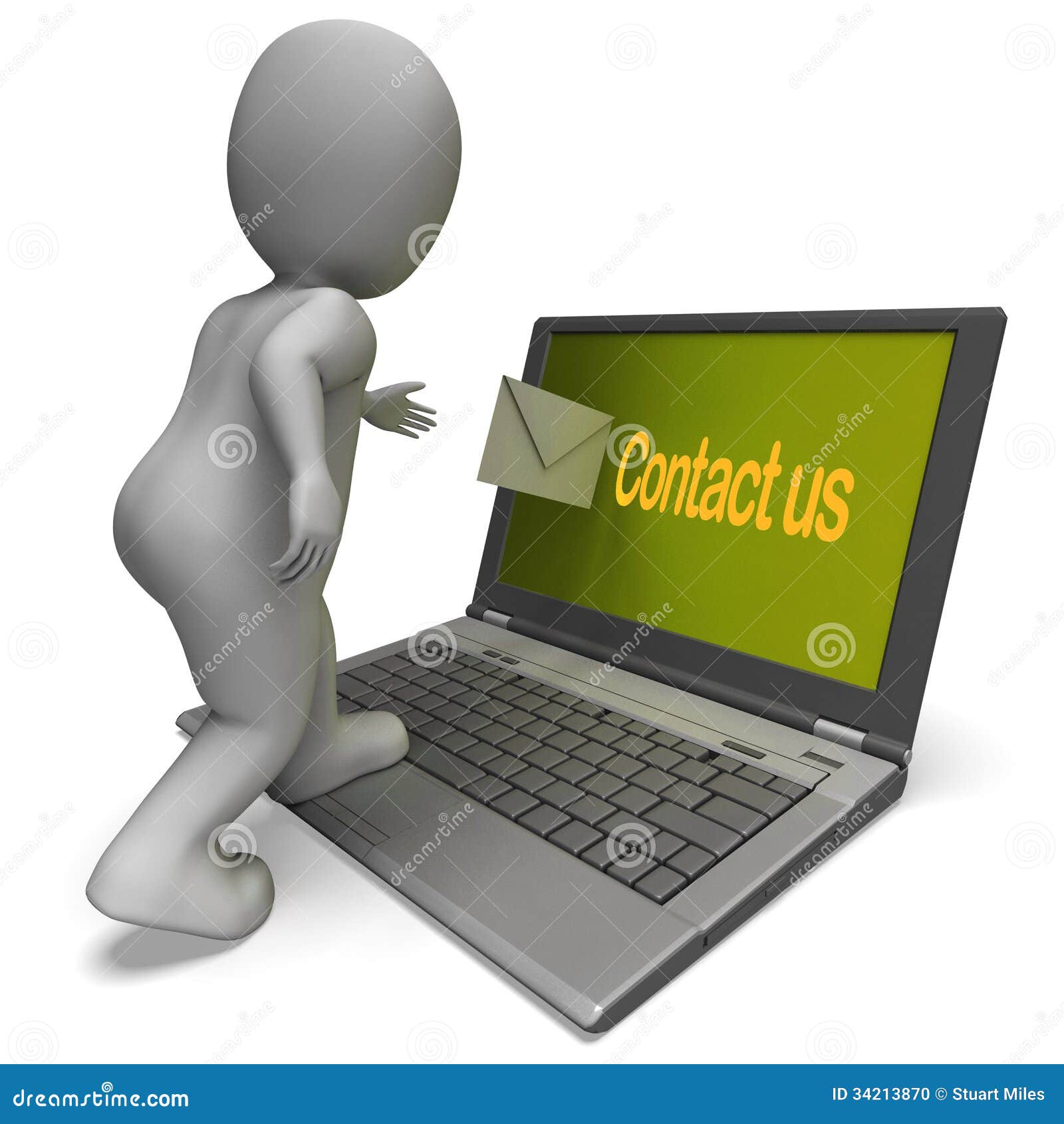 Contact Us on Laptop Shows Helpdesk Communication and Help Stock ...