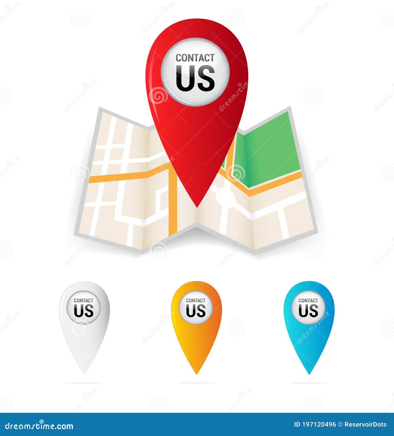 Contact Us Map Locators stock vector. Illustration of symbol - 197120496