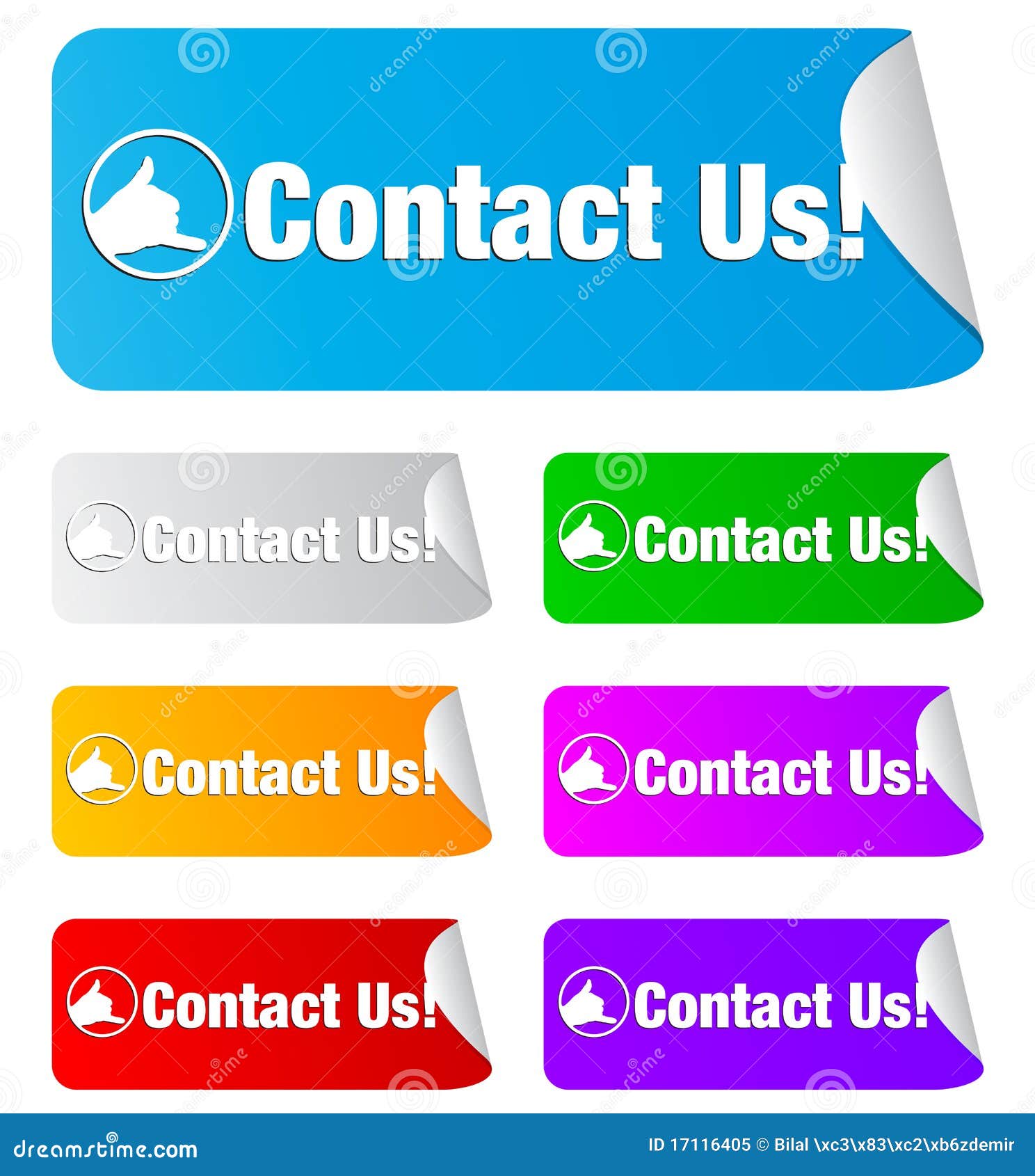 Contact Us, Rectangular Shape Stickers Stock Vector - Illustration of ...