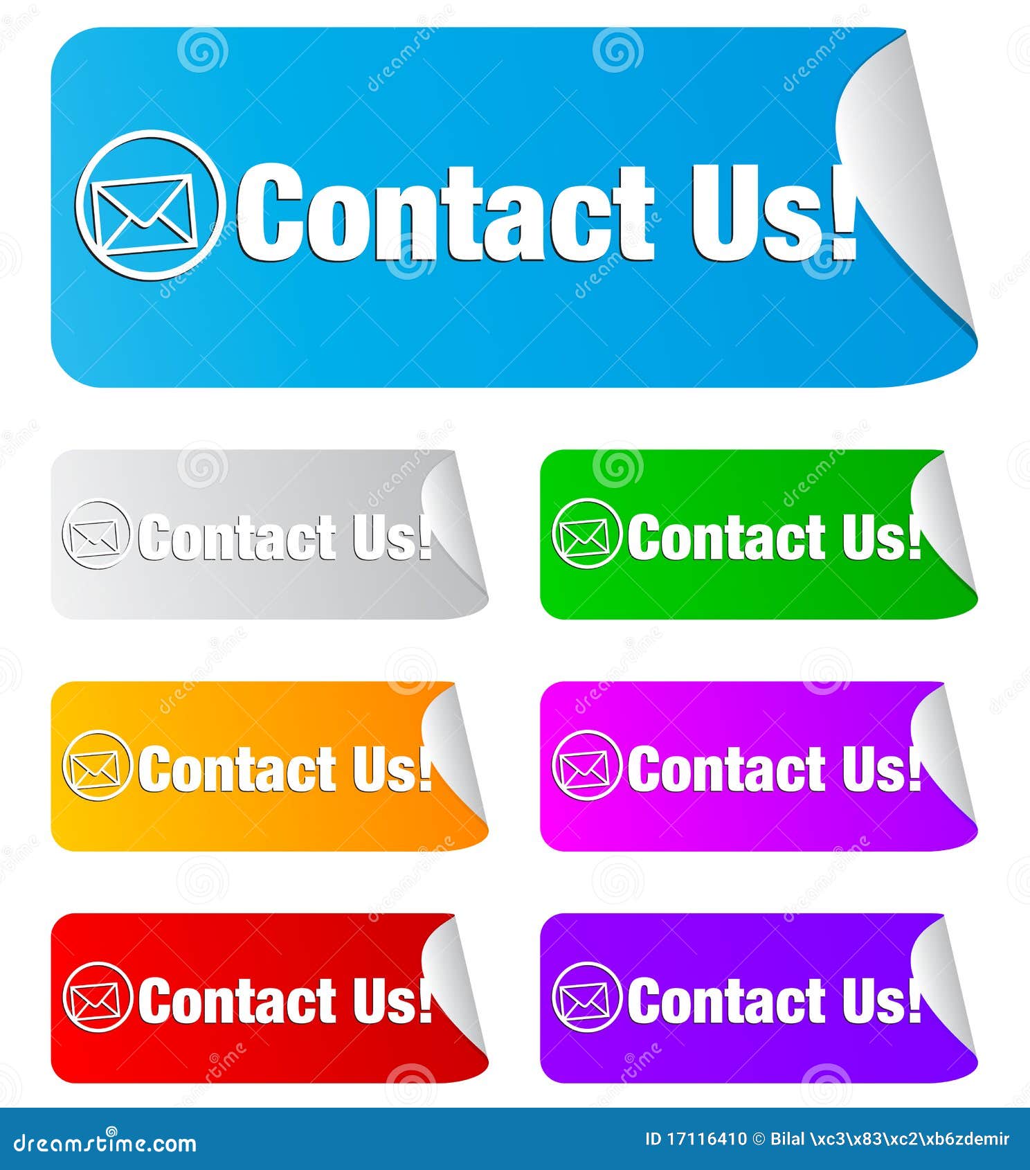 Contact Us, Rectangular Stickers Stock Vector - Illustration of decal ...