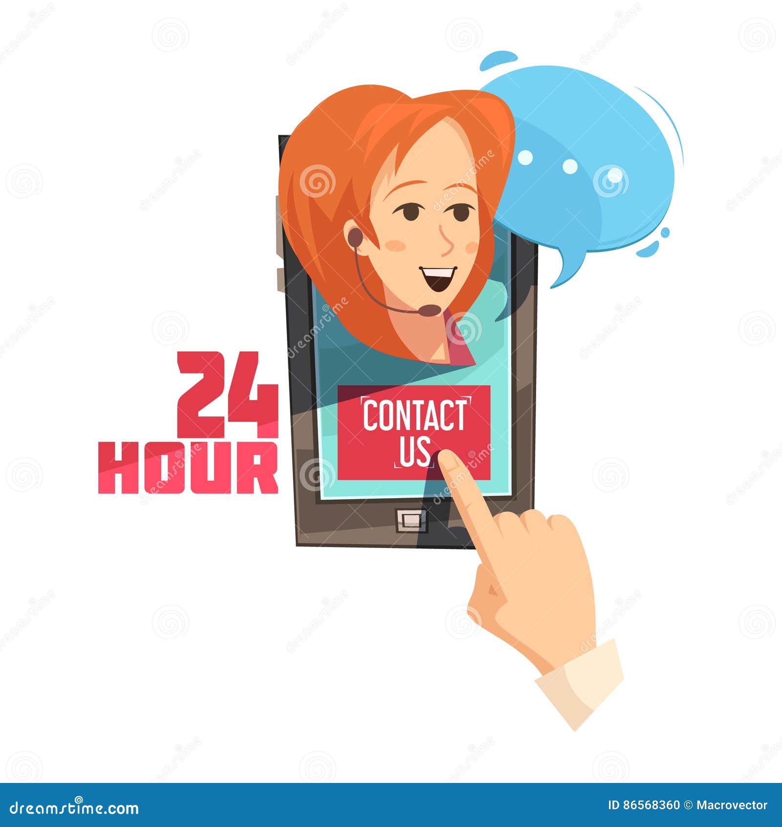 Contact Us Retro Cartoon Illustration Stock Vector - Illustration of ...