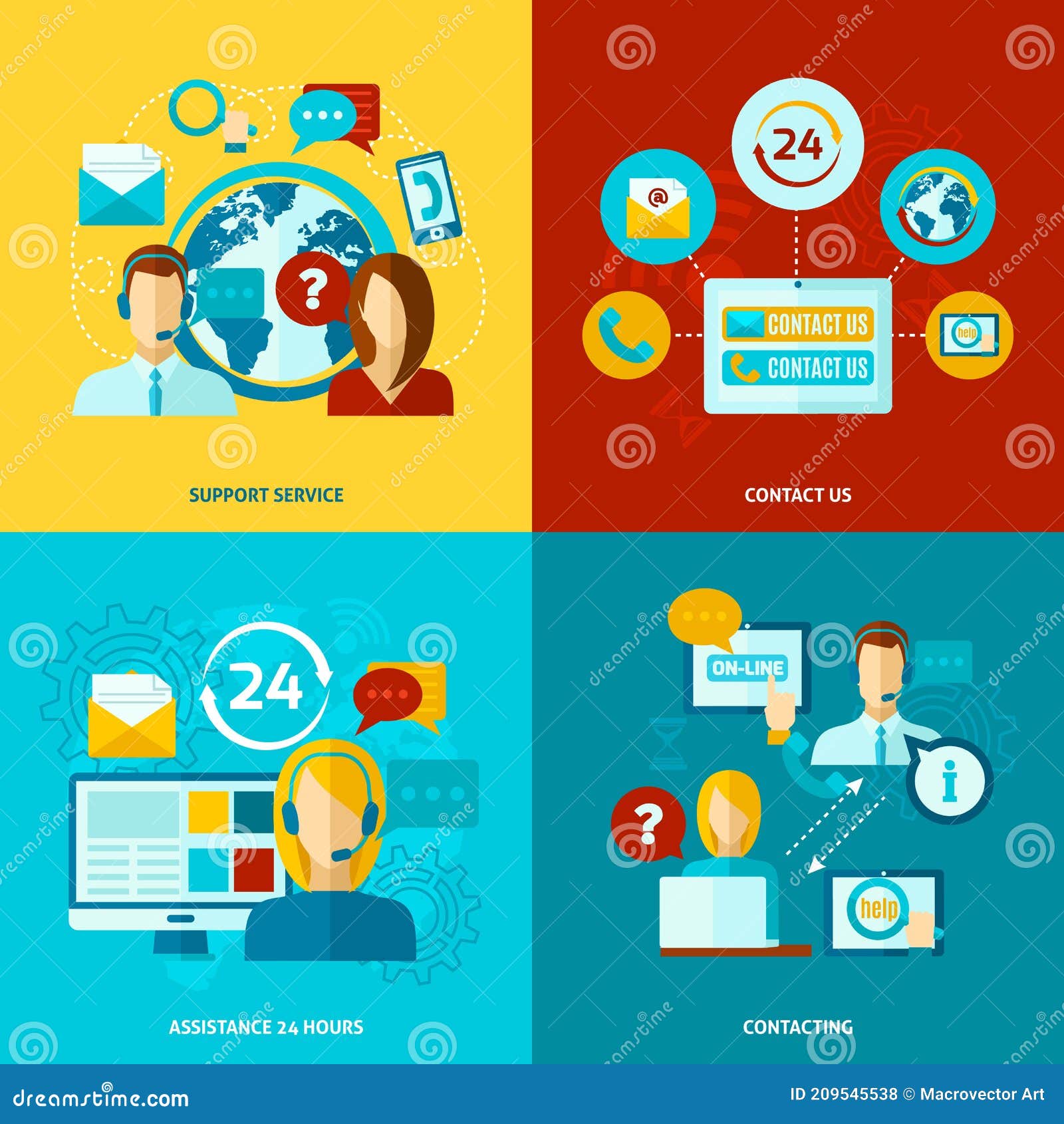 Contact Us Set stock vector. Illustration of address - 209545538