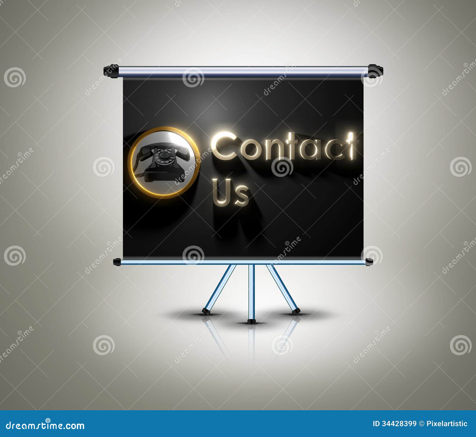 Contact us sign on banner stock illustration. Illustration of ...