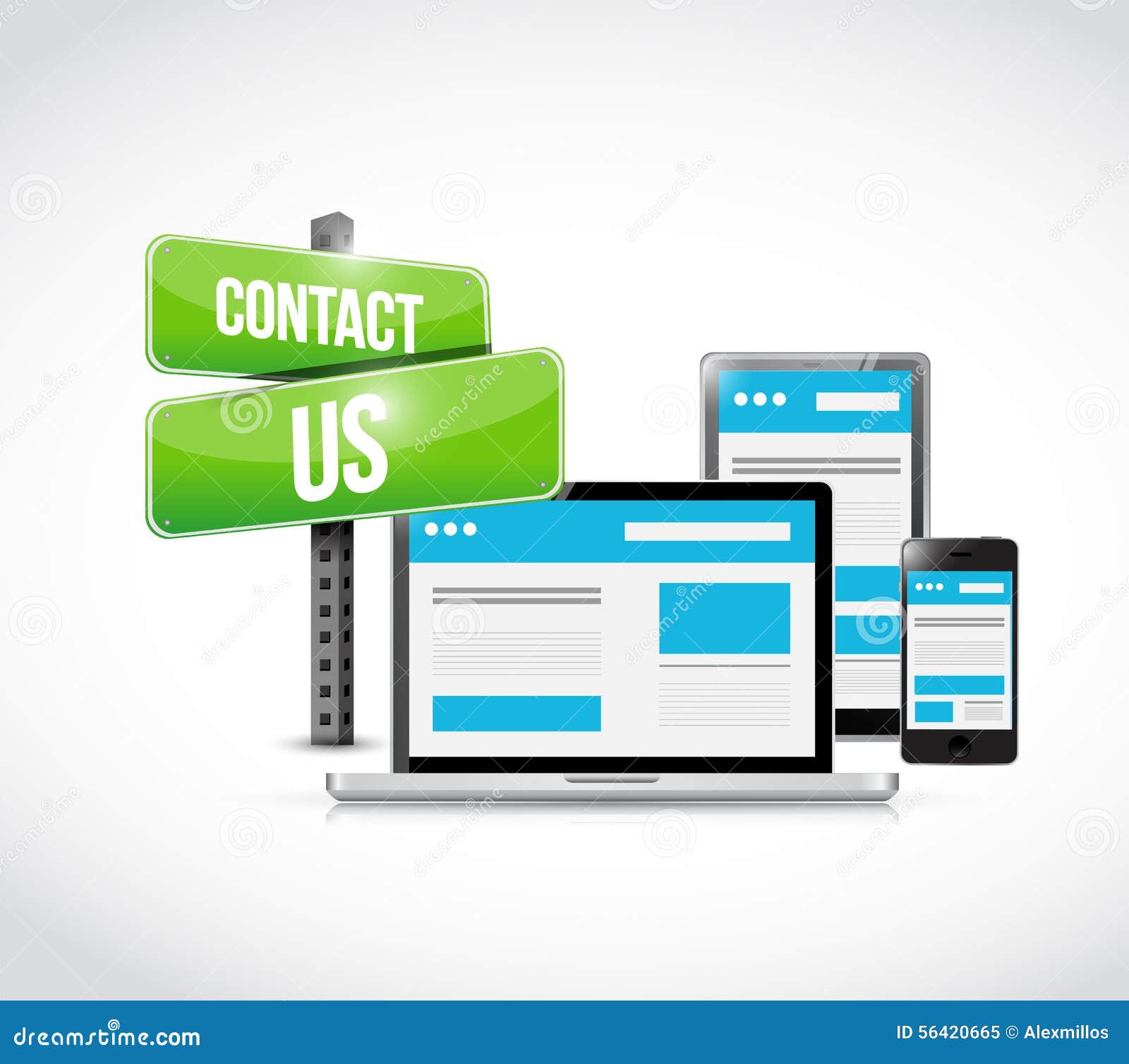 Contact Us Sign Technology Concept Stock Illustration - Illustration of ...