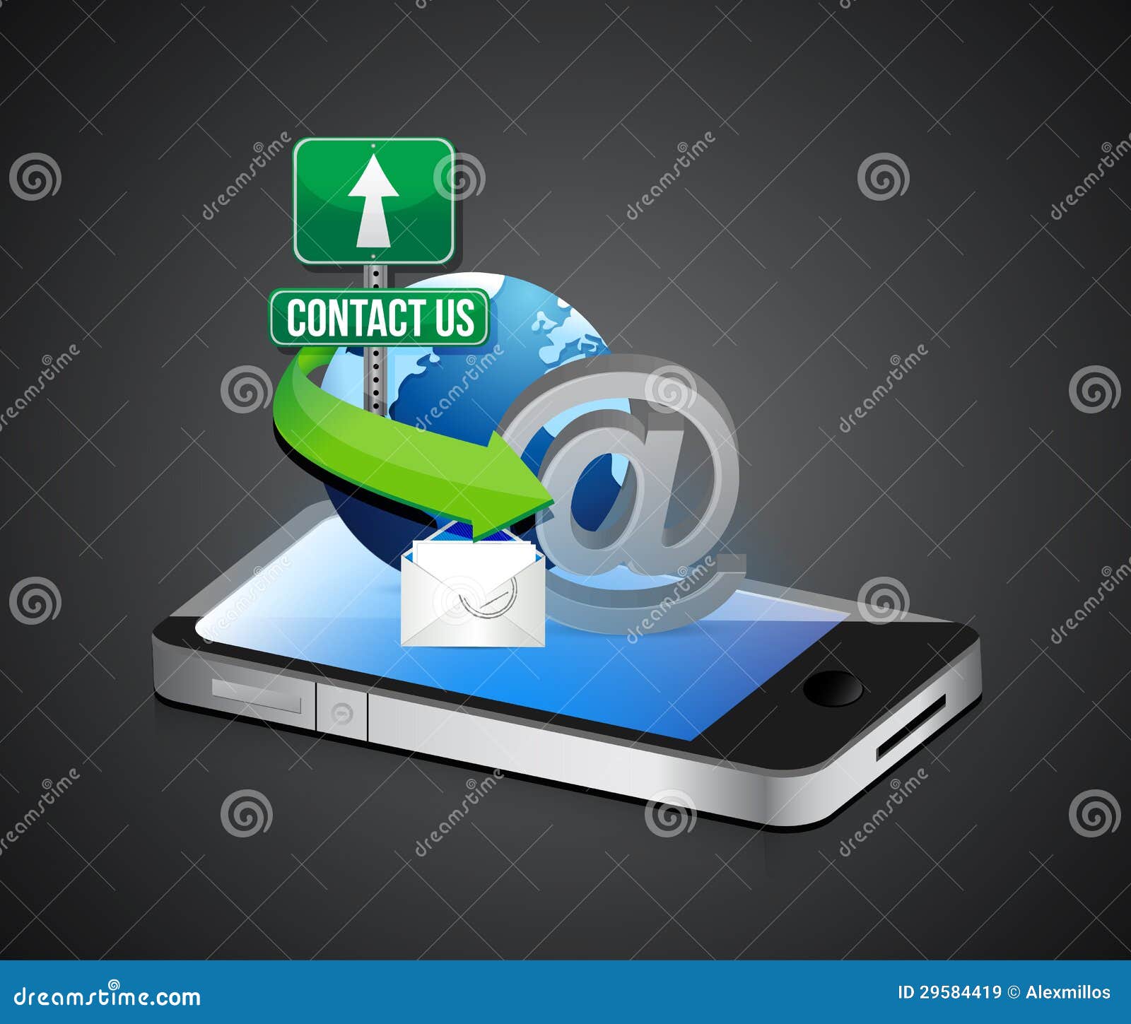 Contact us smartphone stock illustration. Illustration of blue - 29584419
