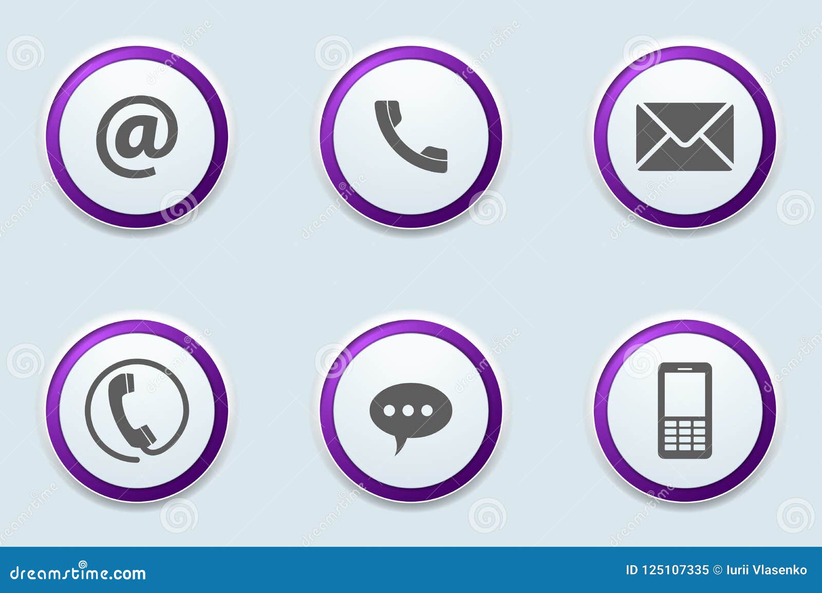 Contact Us Support Service Buttons Illustration Set Stock Vector ...