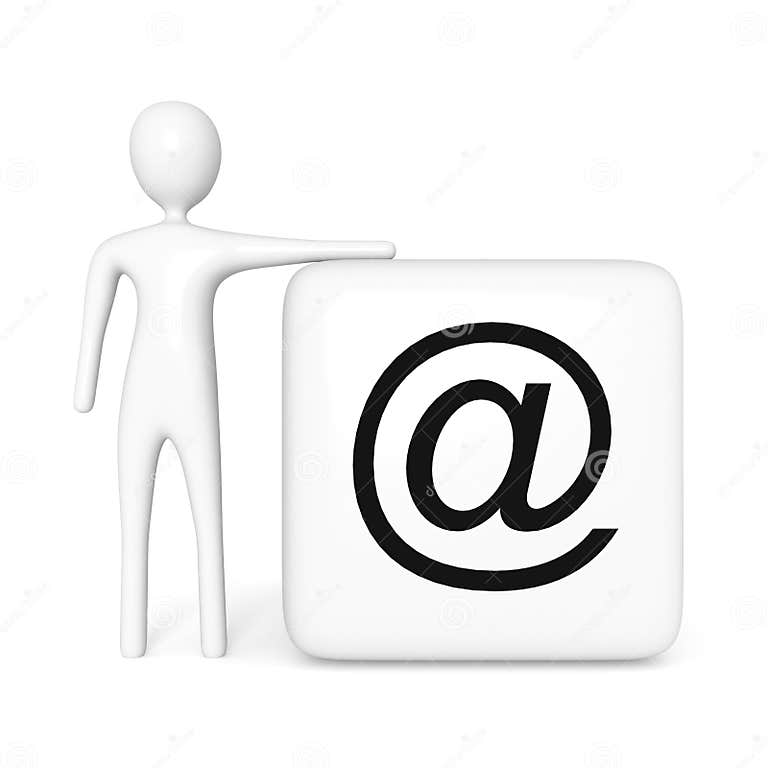 Contact Us: Web Cube with White 3d Man, 3d Illustration Stock ...